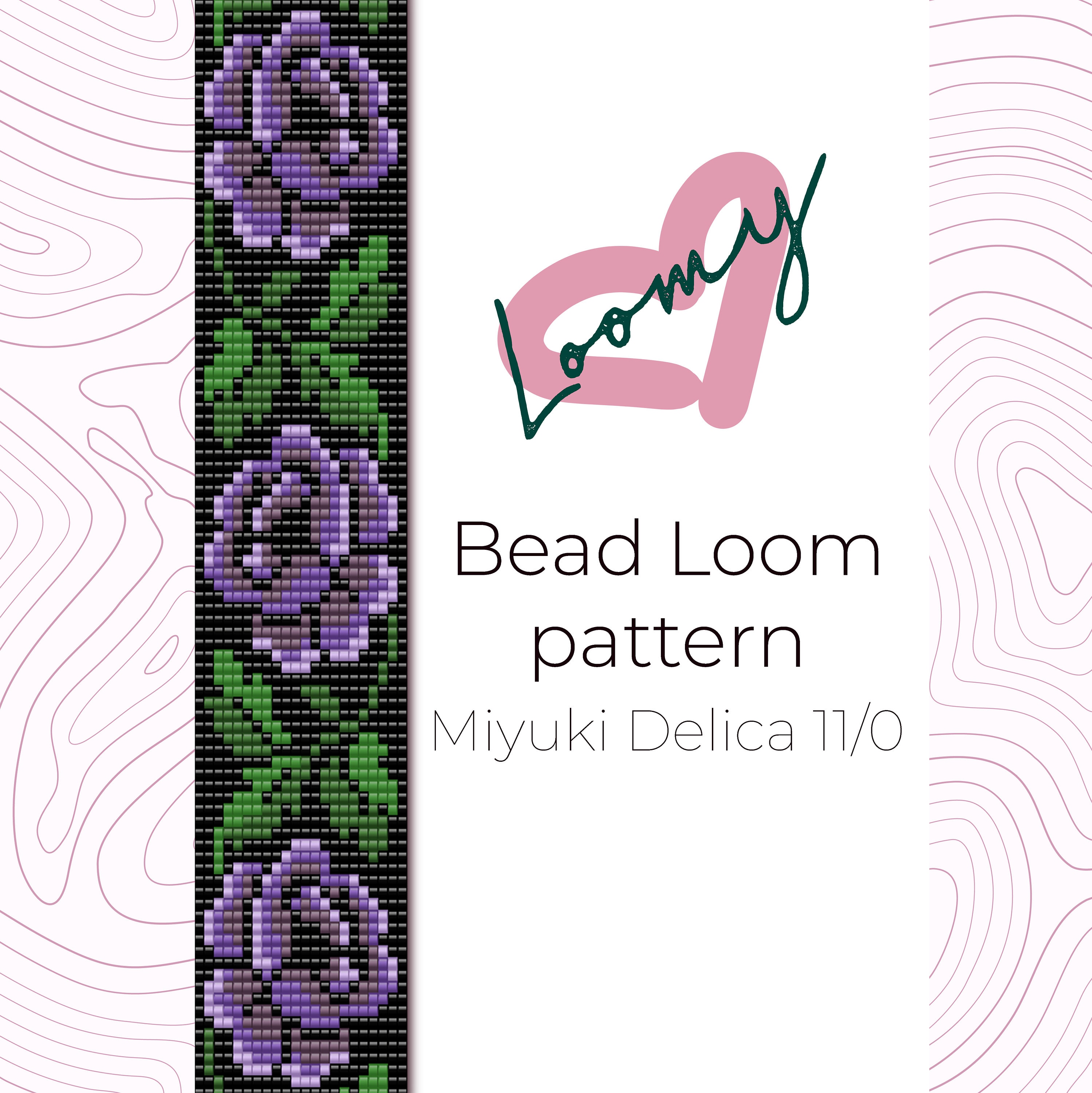Vintage Violet Roses Bead Loom Pattern Loom Bracelet Pattern Loom ...