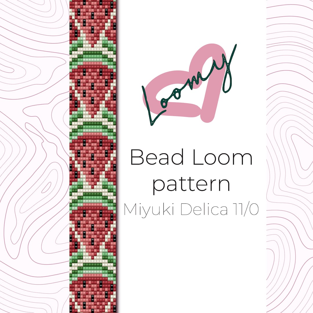 Watermelon Slices - Bead Loom Pattern - Loom Bracelet Pattern - Loom Beading Pattern Based on ...