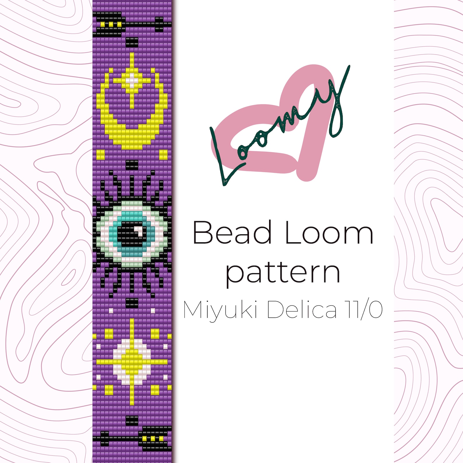 Purple Evil Eye Bead Loom Pattern Loom Bracelet Pattern Loom Beading ...