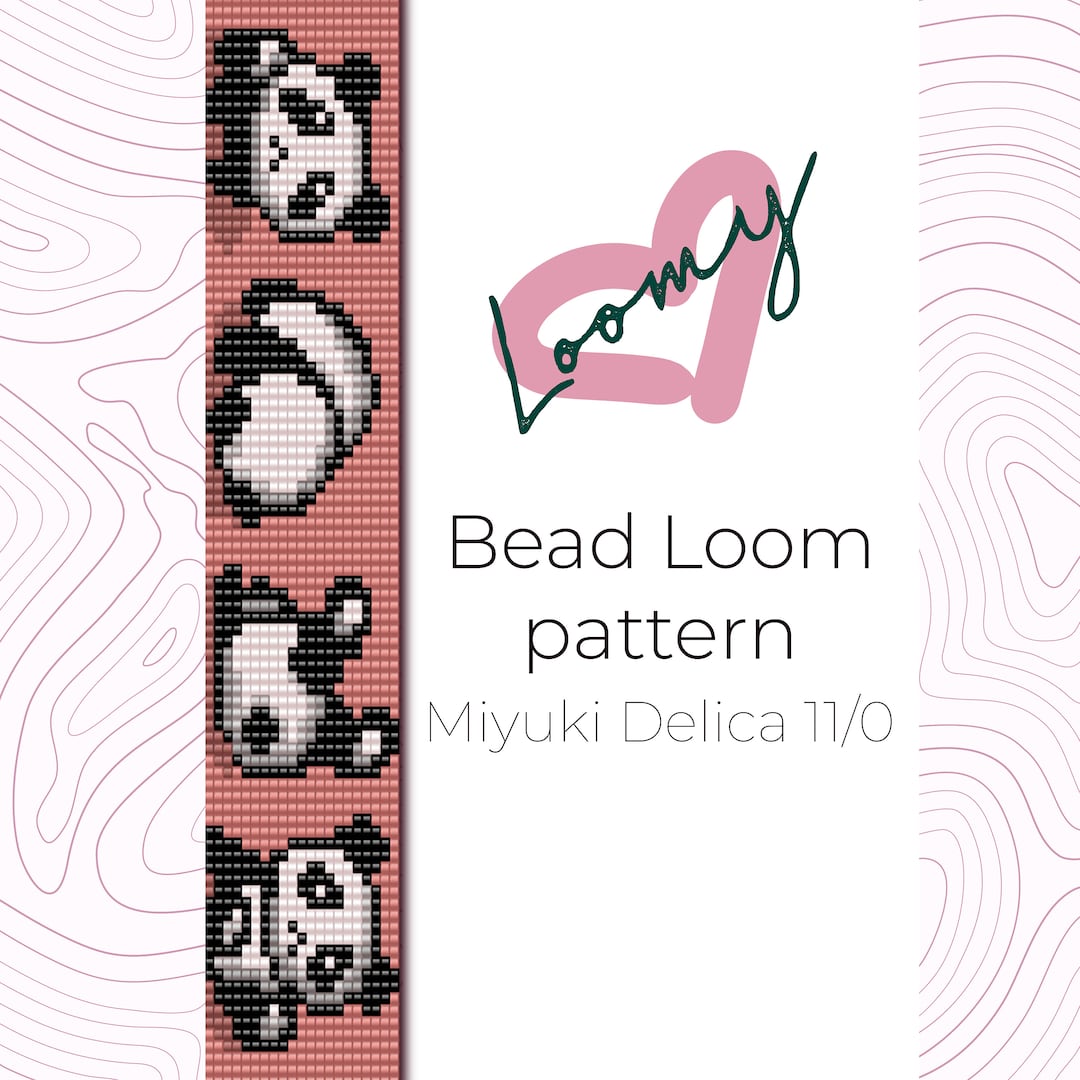 Rolling Pandas - Bead Loom Pattern - Loom Bracelet Pattern - Loom ...