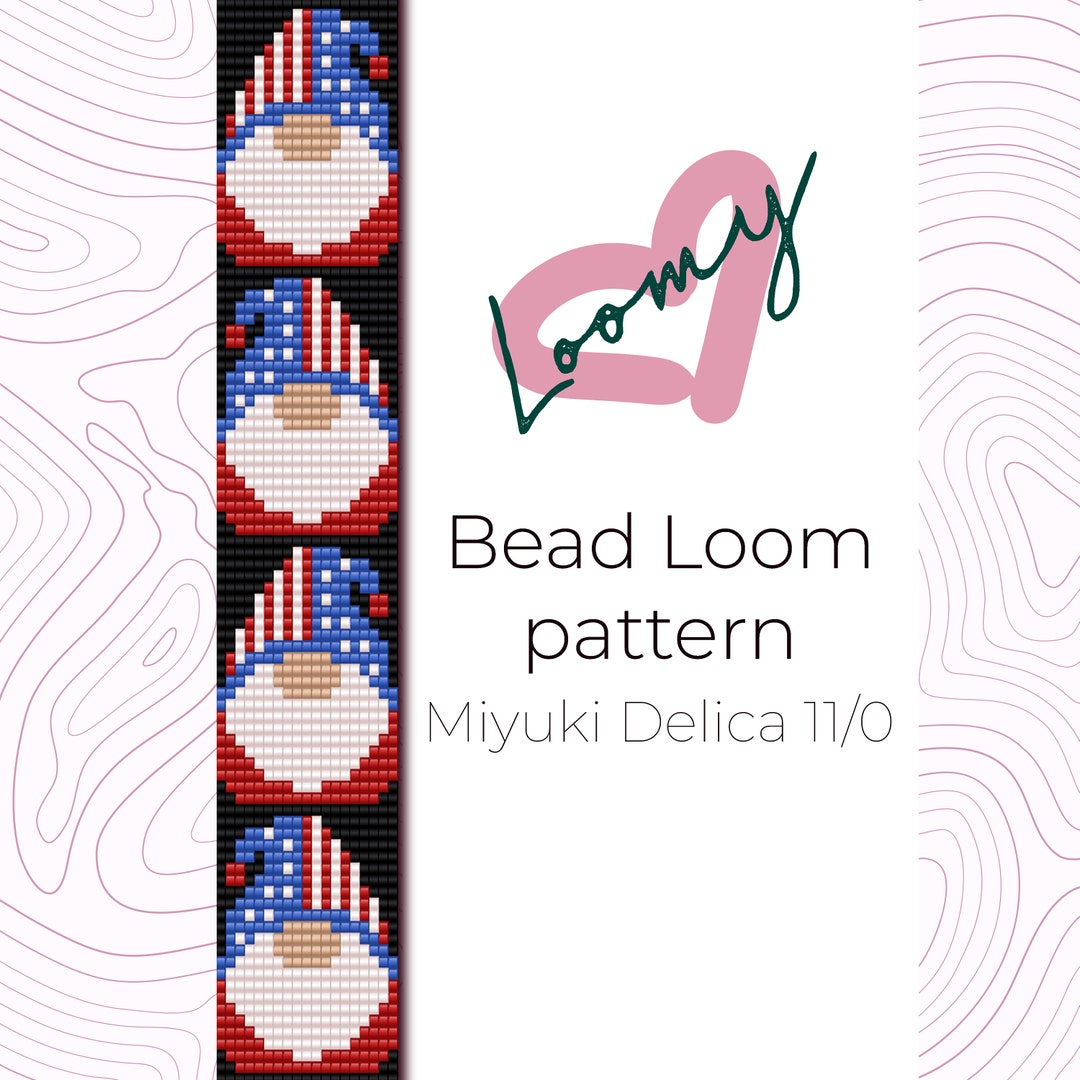 USA Flag Gnome - Bead Loom Pattern - Loom Bracelet Pattern - Loom ...