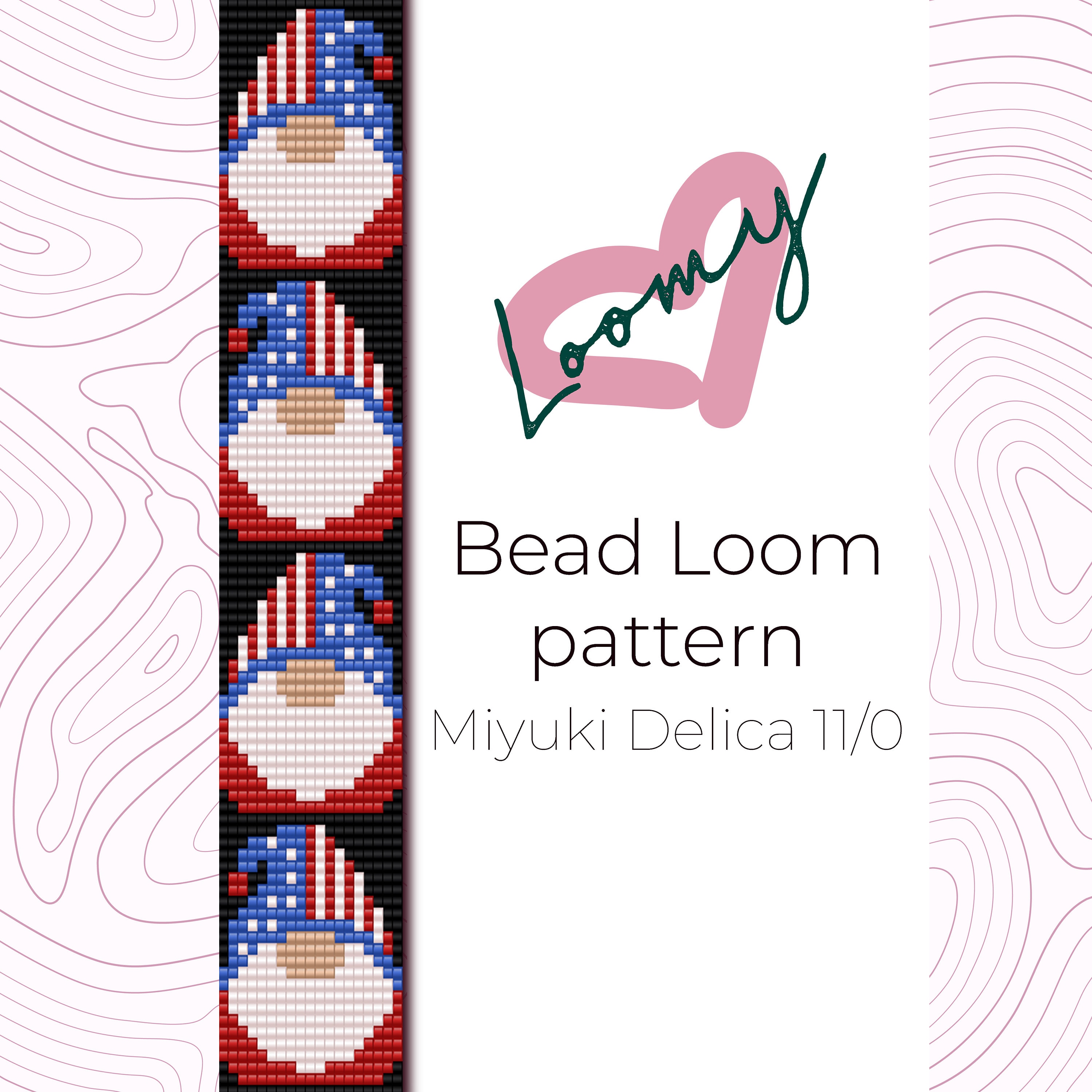 USA Flag Gnome Bead Loom Pattern Loom Bracelet Pattern Loom Beading ...