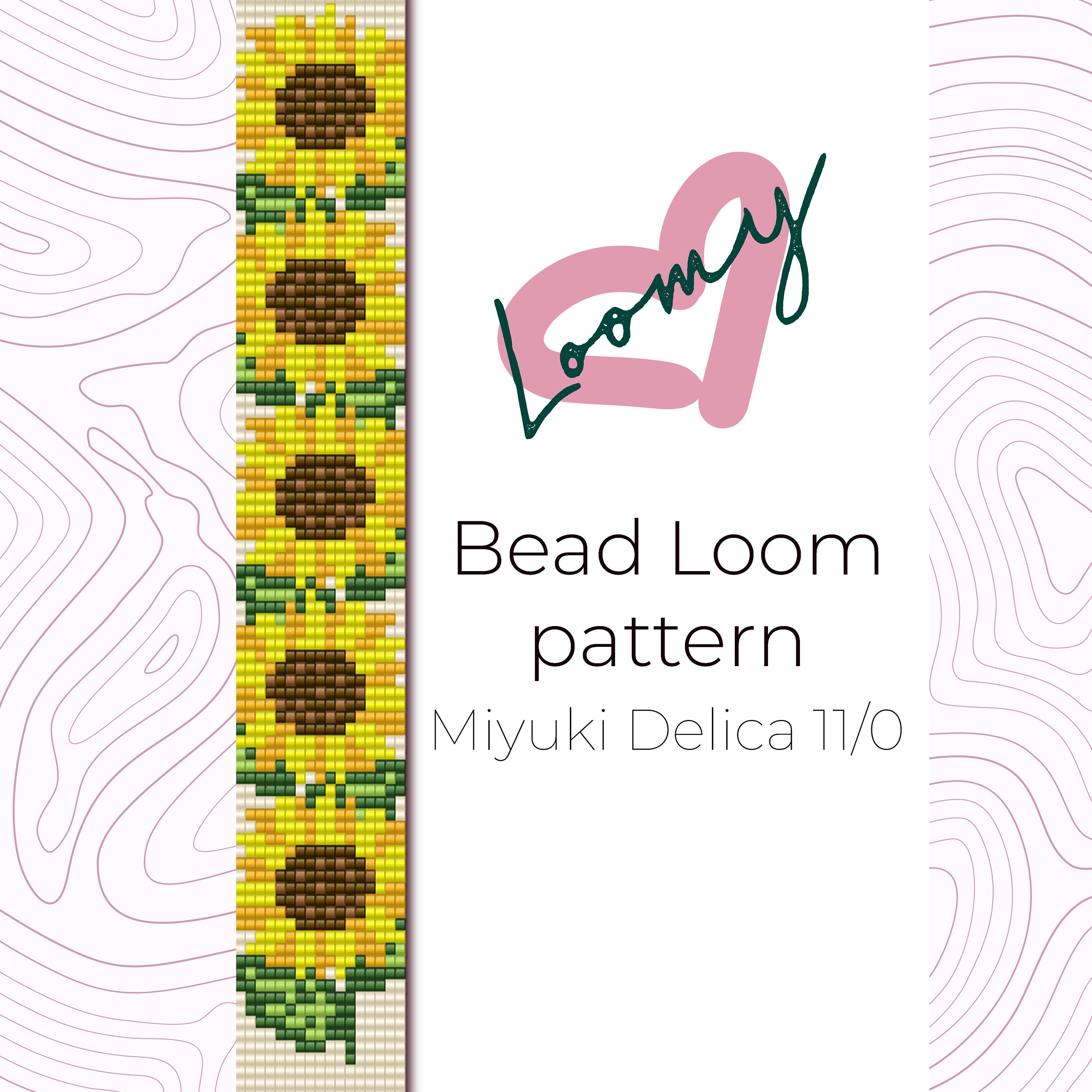 Sunflowers Bead Loom Pattern Loom Bracelet Pattern Loom Beading Pattern Based on Miyuki Delica ...