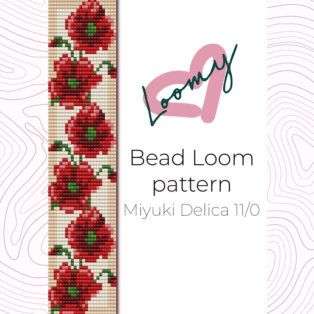 Vintage Red Poppies - Bead Loom Pattern - Loom Bracelet Pattern - Loom ...