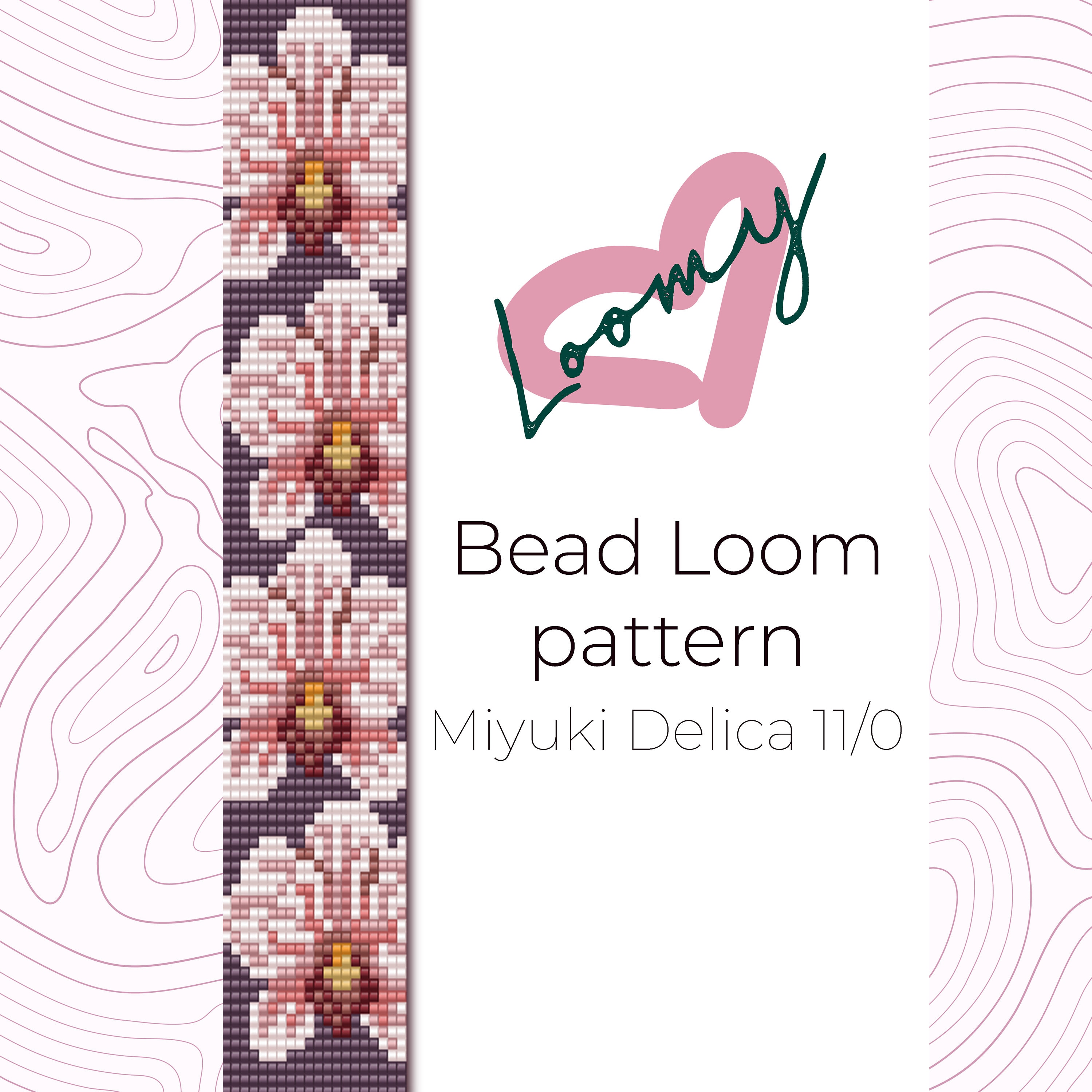 Orchid Flowers Bead Loom Pattern Loom Bracelet Pattern Loom Beading Pattern Based on Miyuki ...
