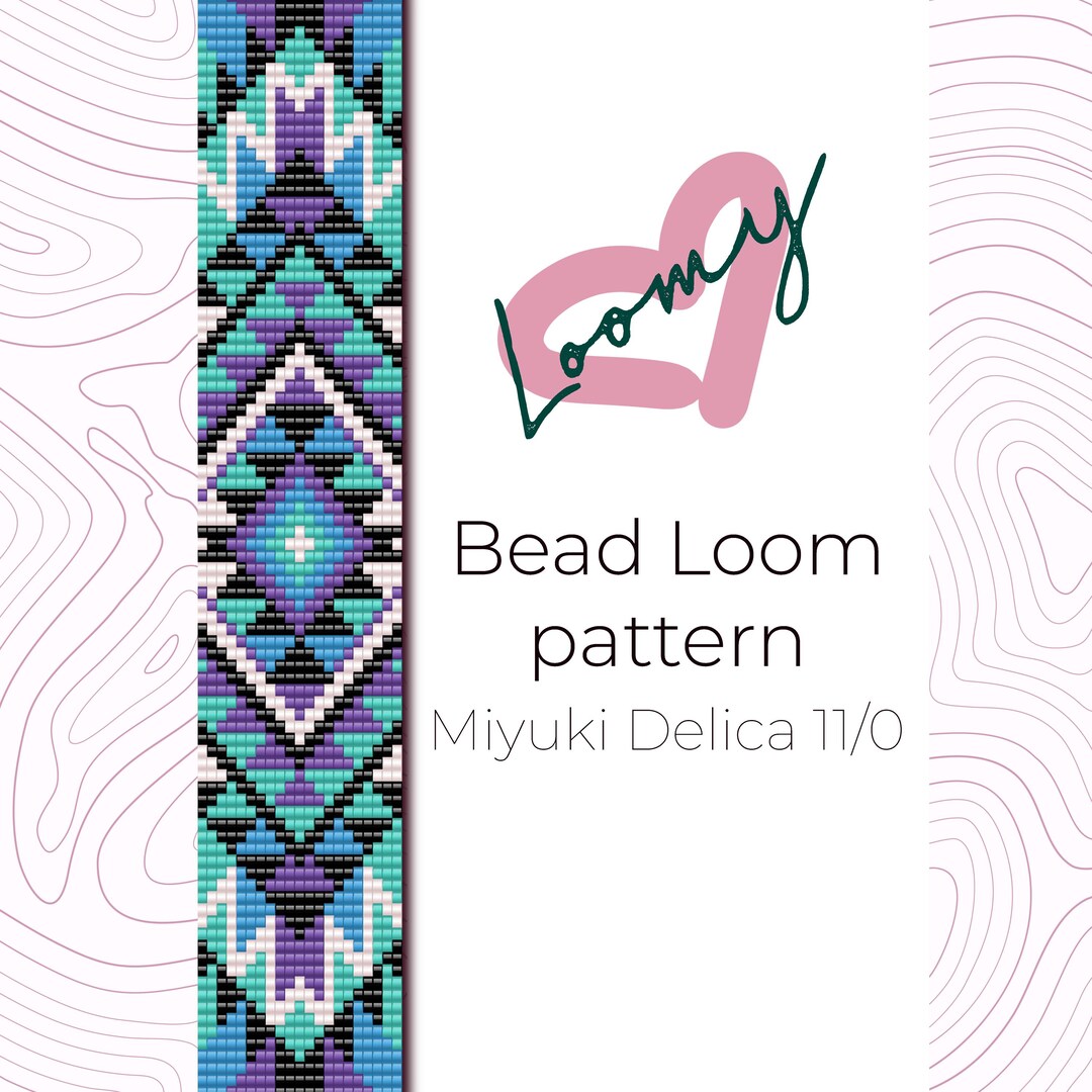 Blue Glass - Native Bead Loom Pattern - Loom Bracelet Pattern - Loom ...