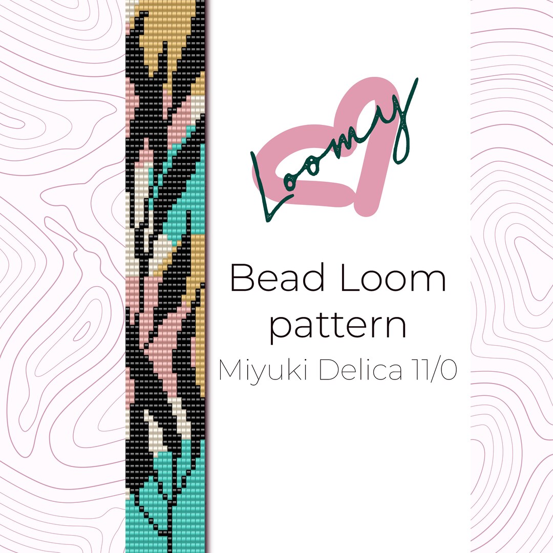 Boho Leaves - Bead Loom Pattern - Loom Bracelet Pattern - Loom Beading Pattern Based on Miyuki ...