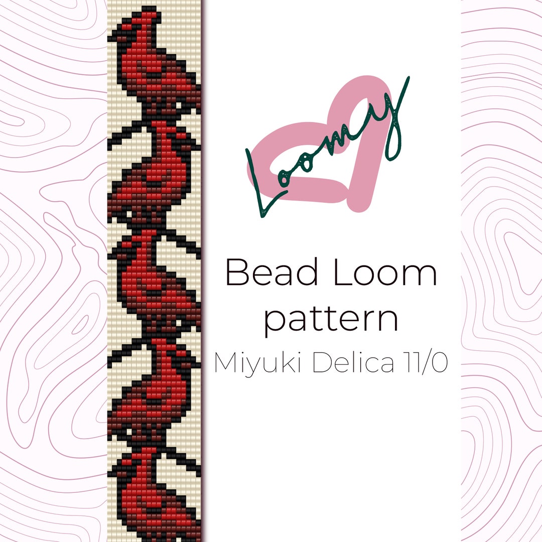 Little Cardinal Birds - Bead Loom Pattern - Loom Bracelet Pattern ...