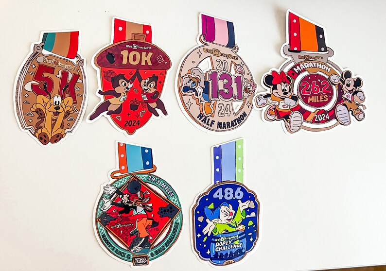 WDW Marathon Weekend Medal Sticker Pack, 5k/10k/half Marathon/full ...