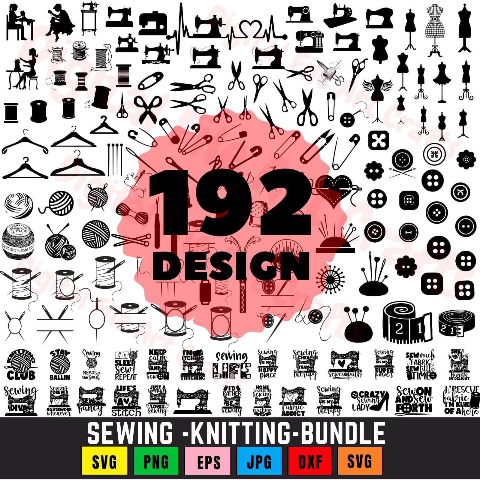 182 Sewing & Knitting SVG Bundle, Sewing Machine Clipart, Knitting SVG ...