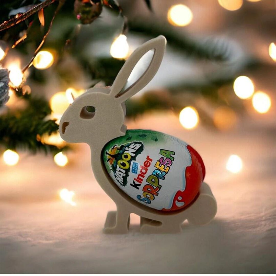 Easter Eggs Rabbit SVG Template, Glowforge Bunny Egg Holder - Kinder Egg Rabbit in MDF or ...