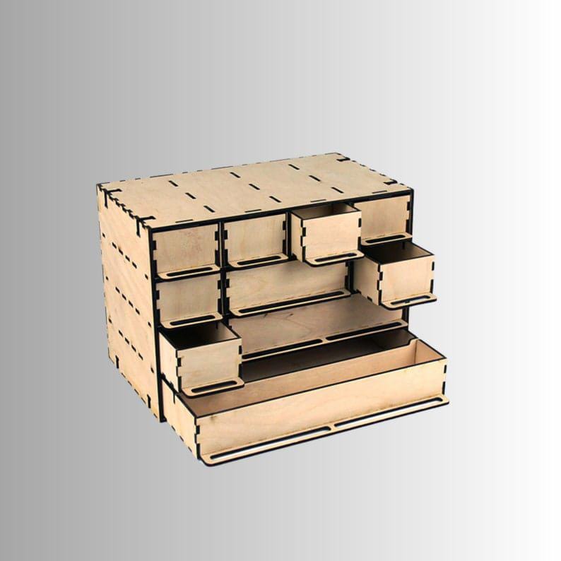 Laser Cut Organizer Box Svg, Glowforge Storage Box With Drawer for ...