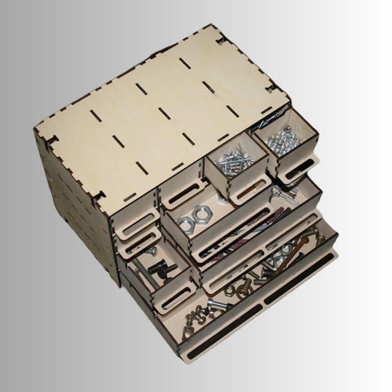 Laser Cut Organizer Box Svg, Glowforge Storage Box With Drawer for ...