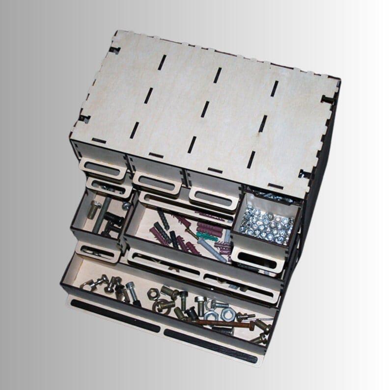 Laser Cut Organizer Box Svg, Glowforge Storage Box With Drawer for ...