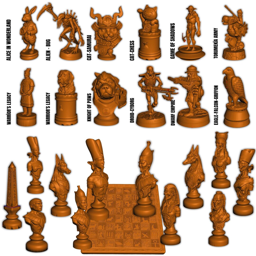 3D Printable Chess Set Bundle: 45 Fantasy, Movie & TV Designs (STL ...