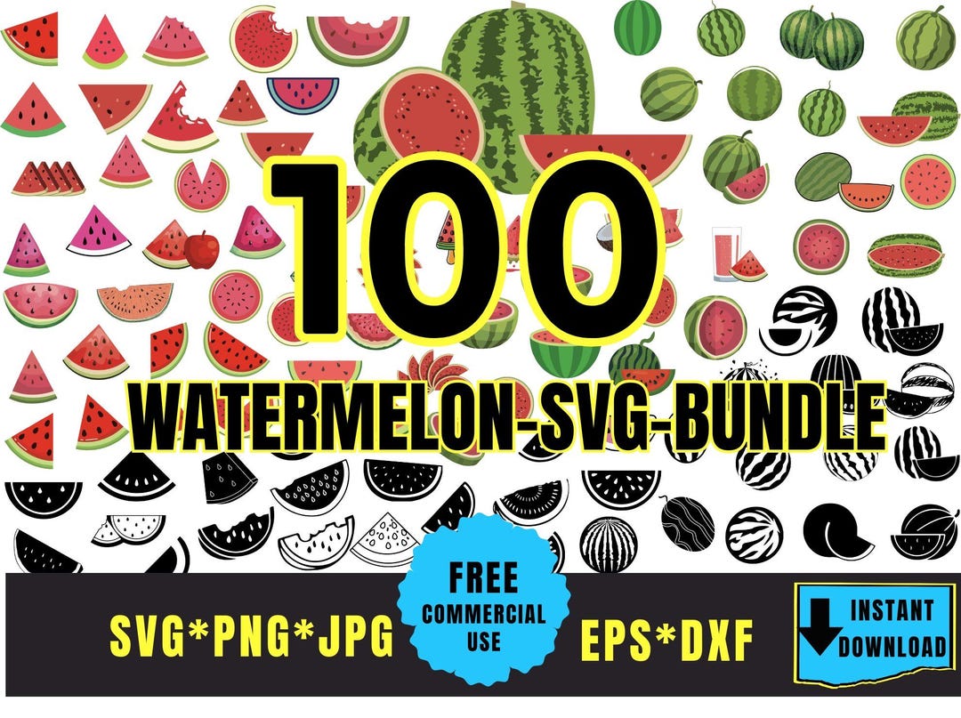 100 Watermelon SVG Files | Kawaii Fruit SVG Cut Files | Watermelon ...