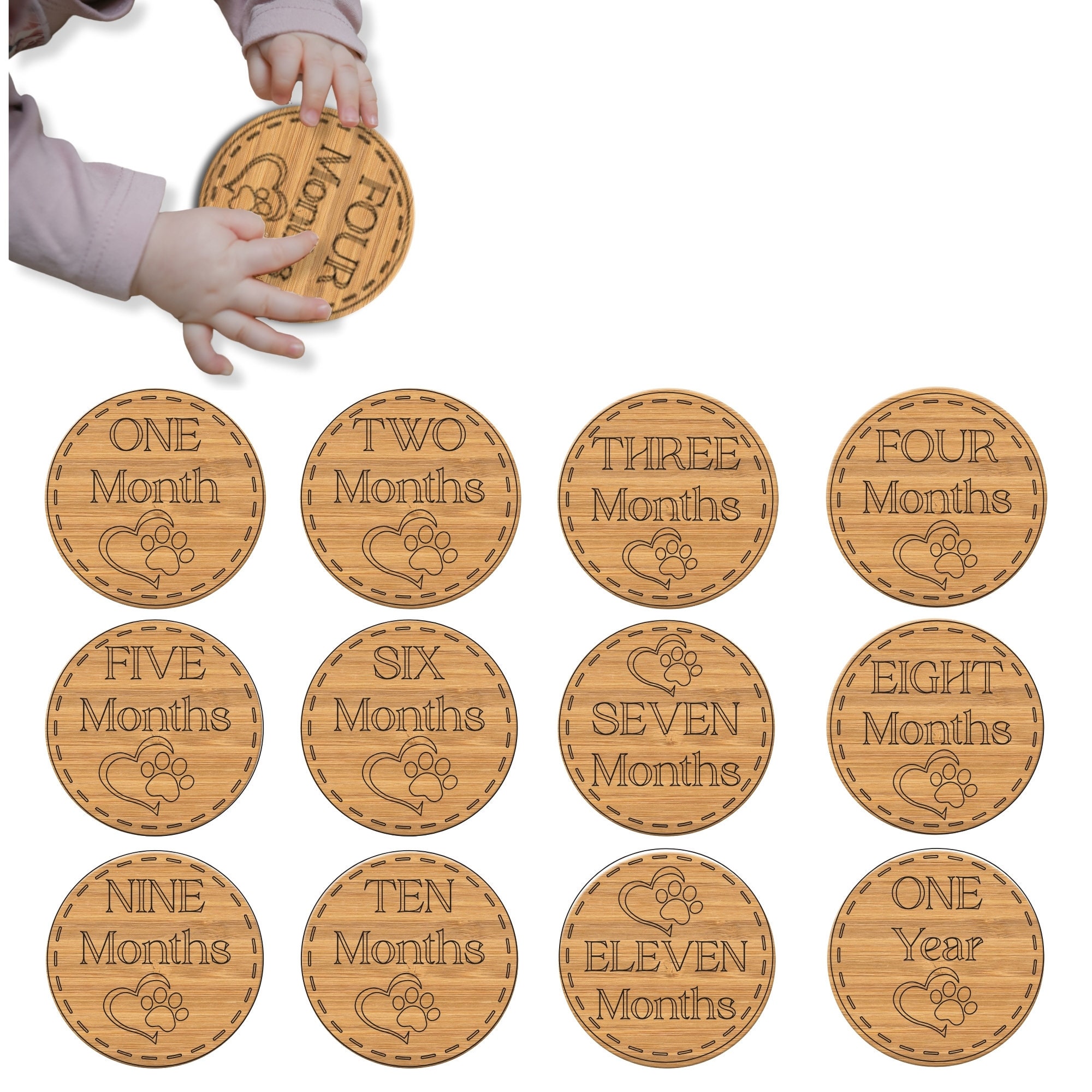 Milestone Cards Bundle SVG Laser Cut File - Glowforge Milestone Discs ...