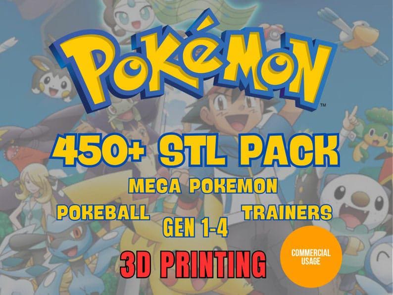 Pokemon STL Pack: 450 Pokemon 3D Print Stl Bundle, Pokedex Stl Pack ...