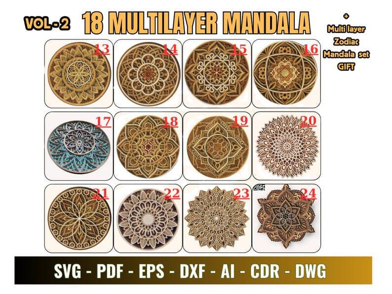 18 Multi Layered Mandala Laser Cut Mandala Design Bundle Multilayer ...
