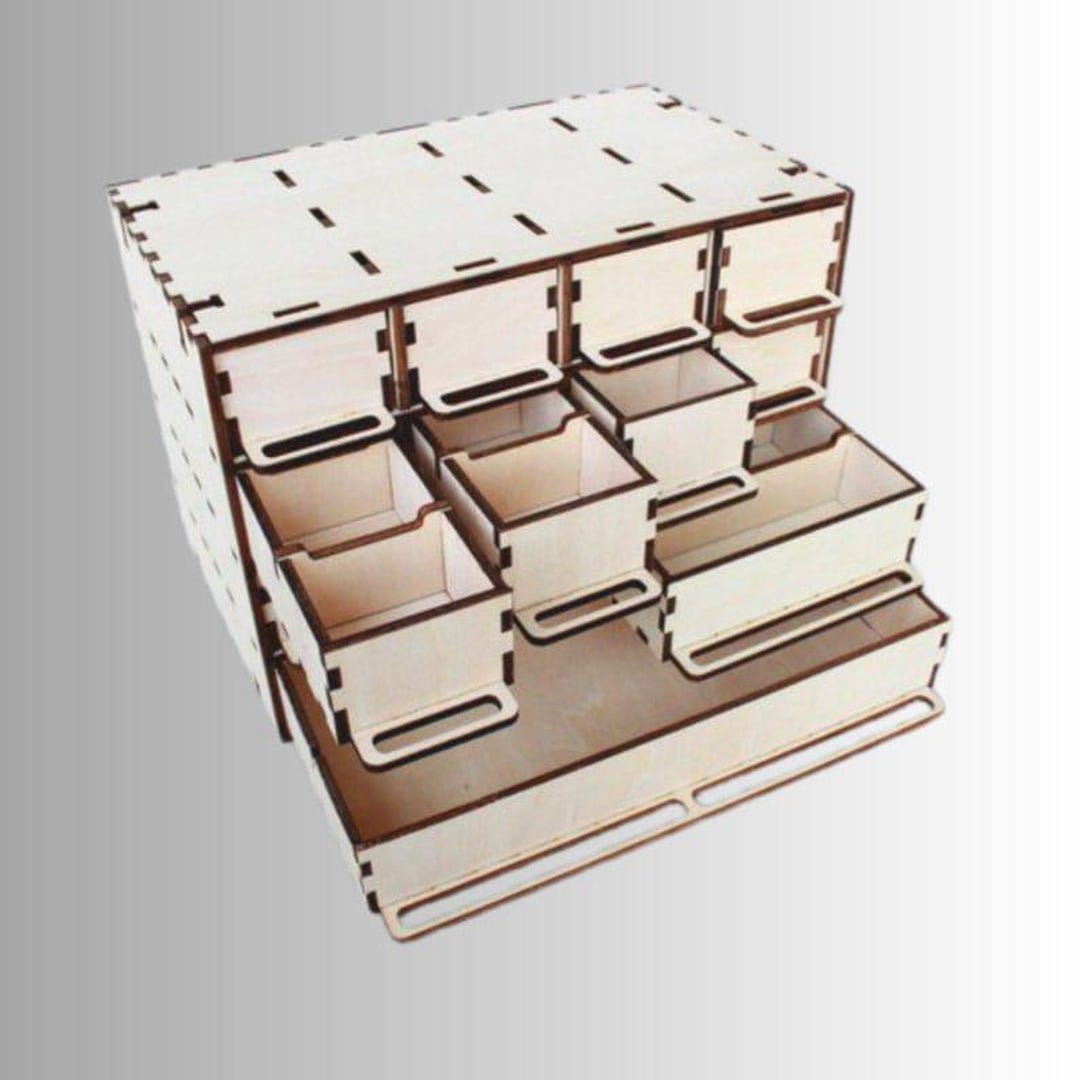 Laser Cut Organizer Box Svg, Glowforge Storage Box With Drawer for ...