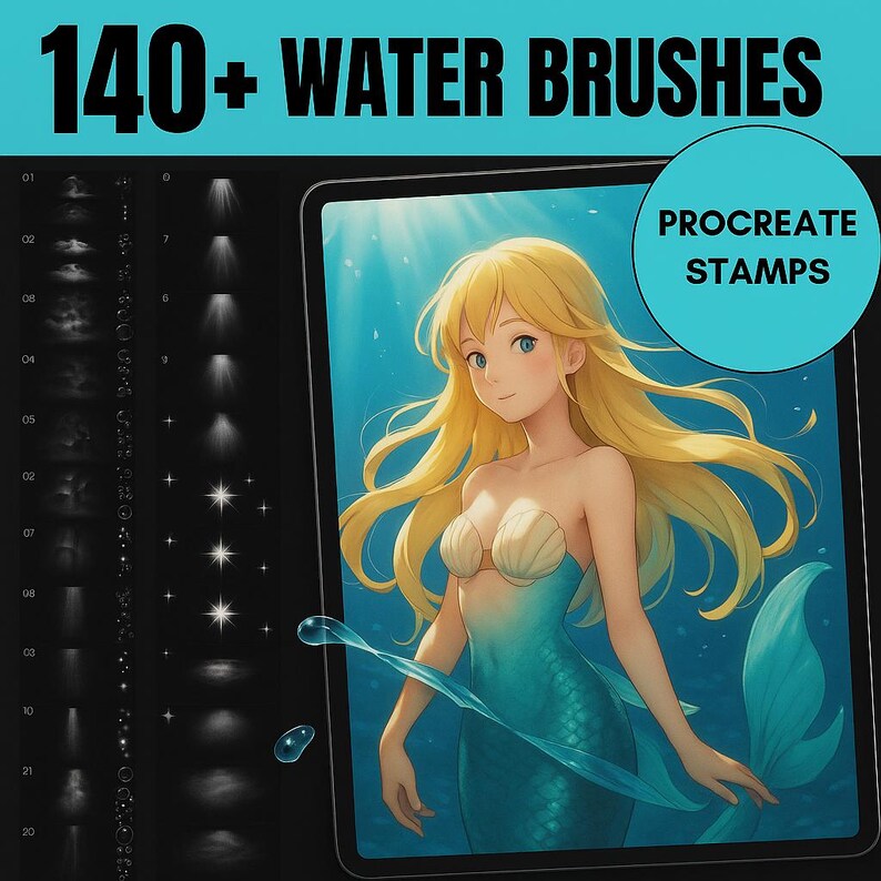 140+ Water Brushes for Procreate – Ocean Waves, Bubbles, Ripples, Sea Foam, Light Reflections ...