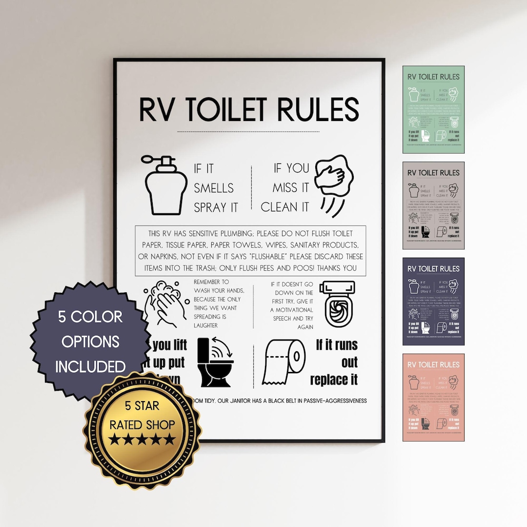 RV Bathroom/toilet Rules Instant Download Printable Wall Poster. Funny ...
