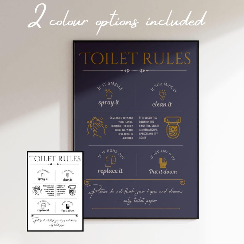 Witty Bathroom/toilet Rules Instant Download Printable Wall Poster ...