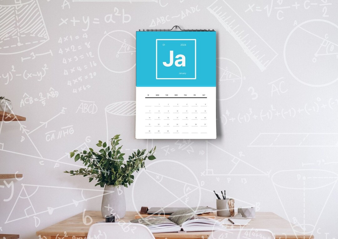 Periodic Table Elements Style Monthly Calendar 2024, Simple Minimalist ...