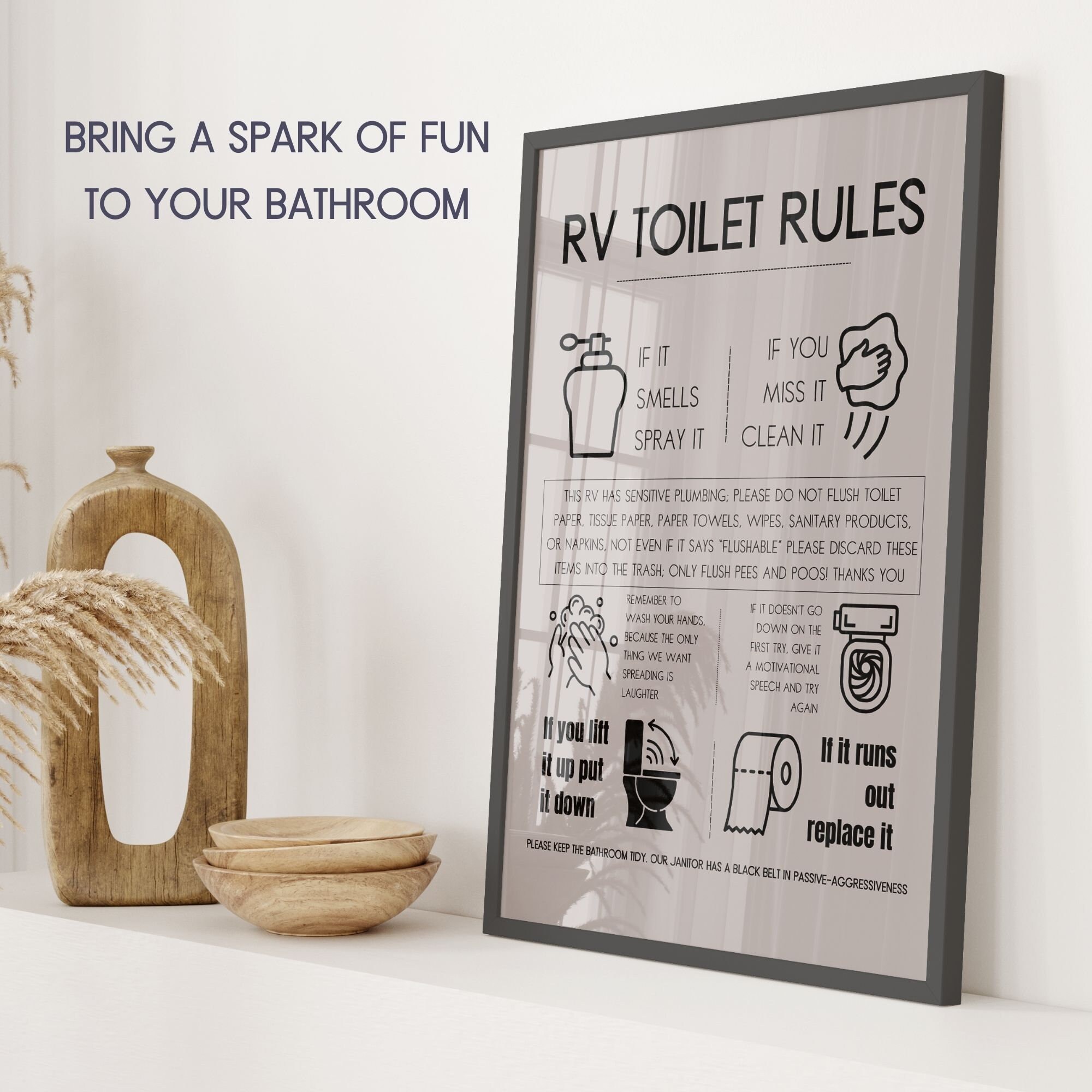 RV Bathroom/toilet Rules Instant Download Printable Wall Poster. Funny ...