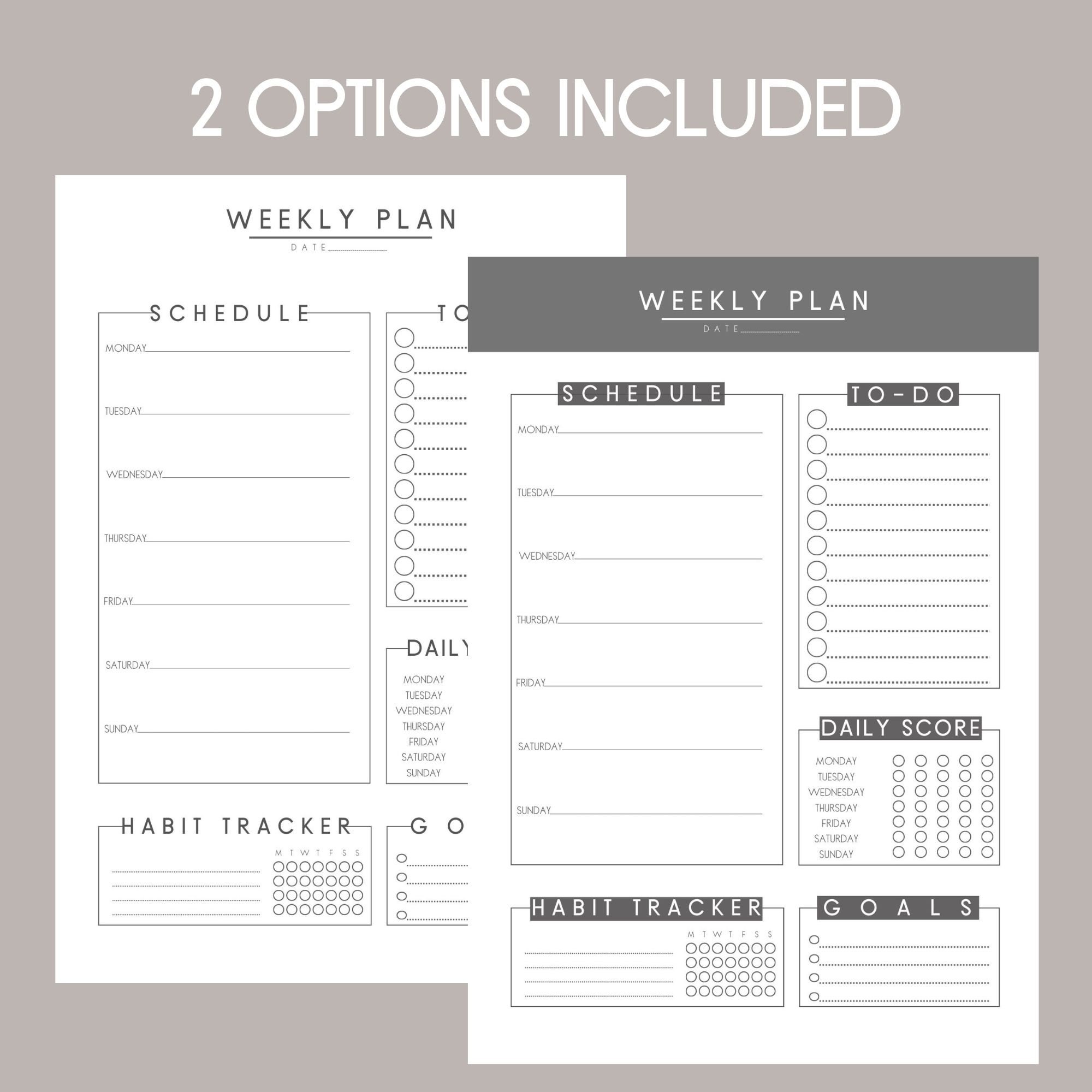 Instant Download Printable Weekly Planner | Habit Tracker | Goal ...