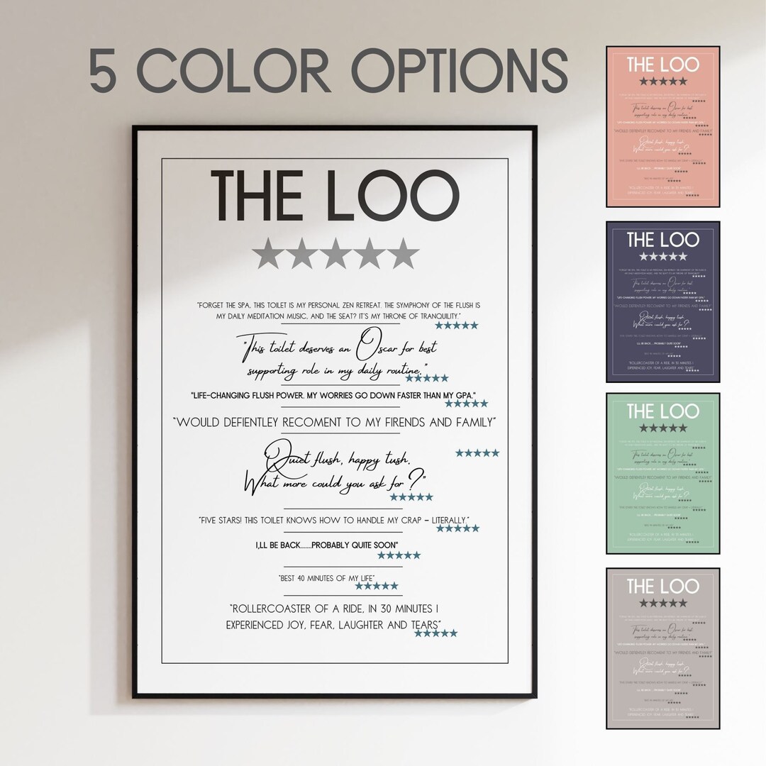 Loo Reviews Laugh-out-loud Lavatory: Funny Reviews Printable Poster for ...