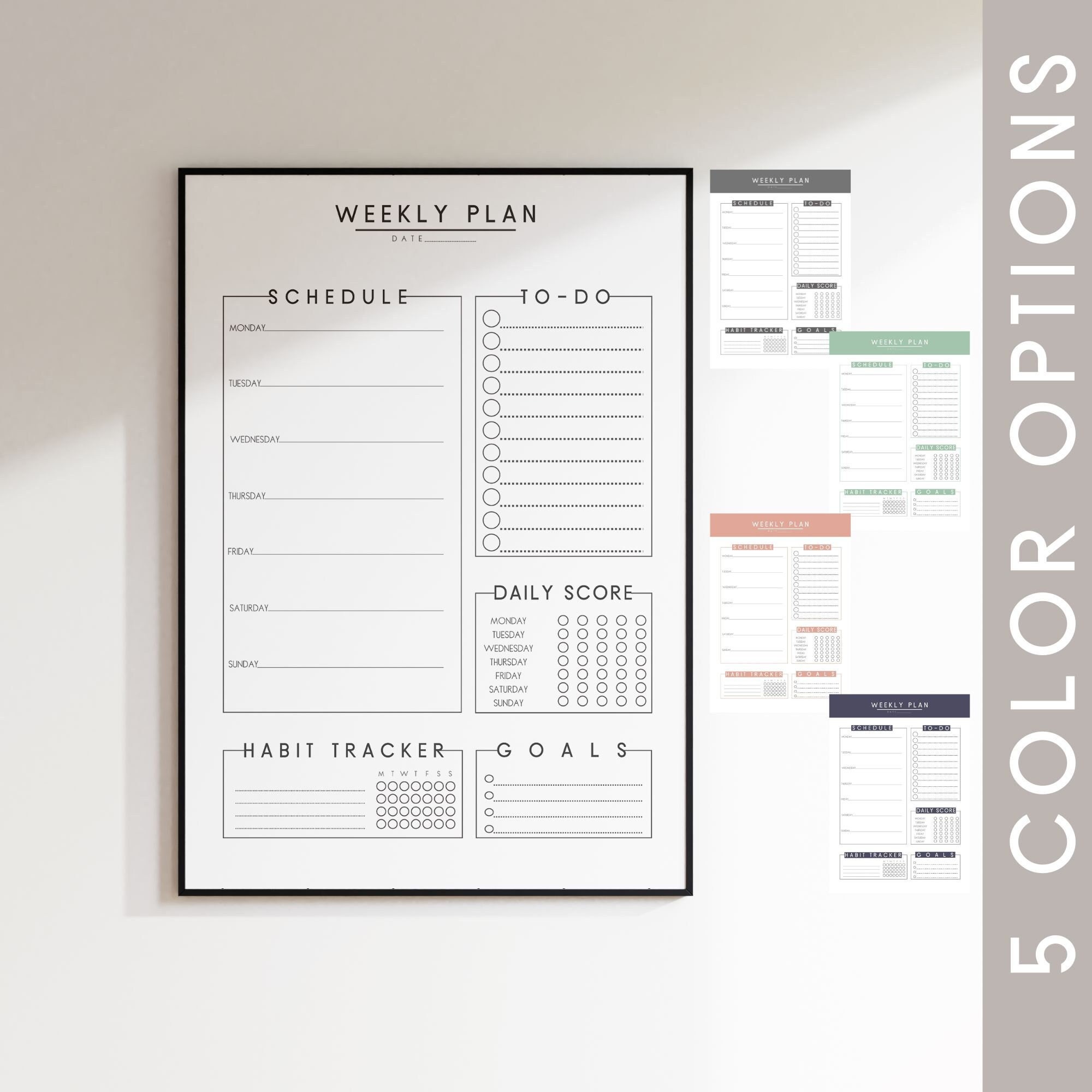 Instant Download Printable Weekly Planner | Habit Tracker | Goal ...