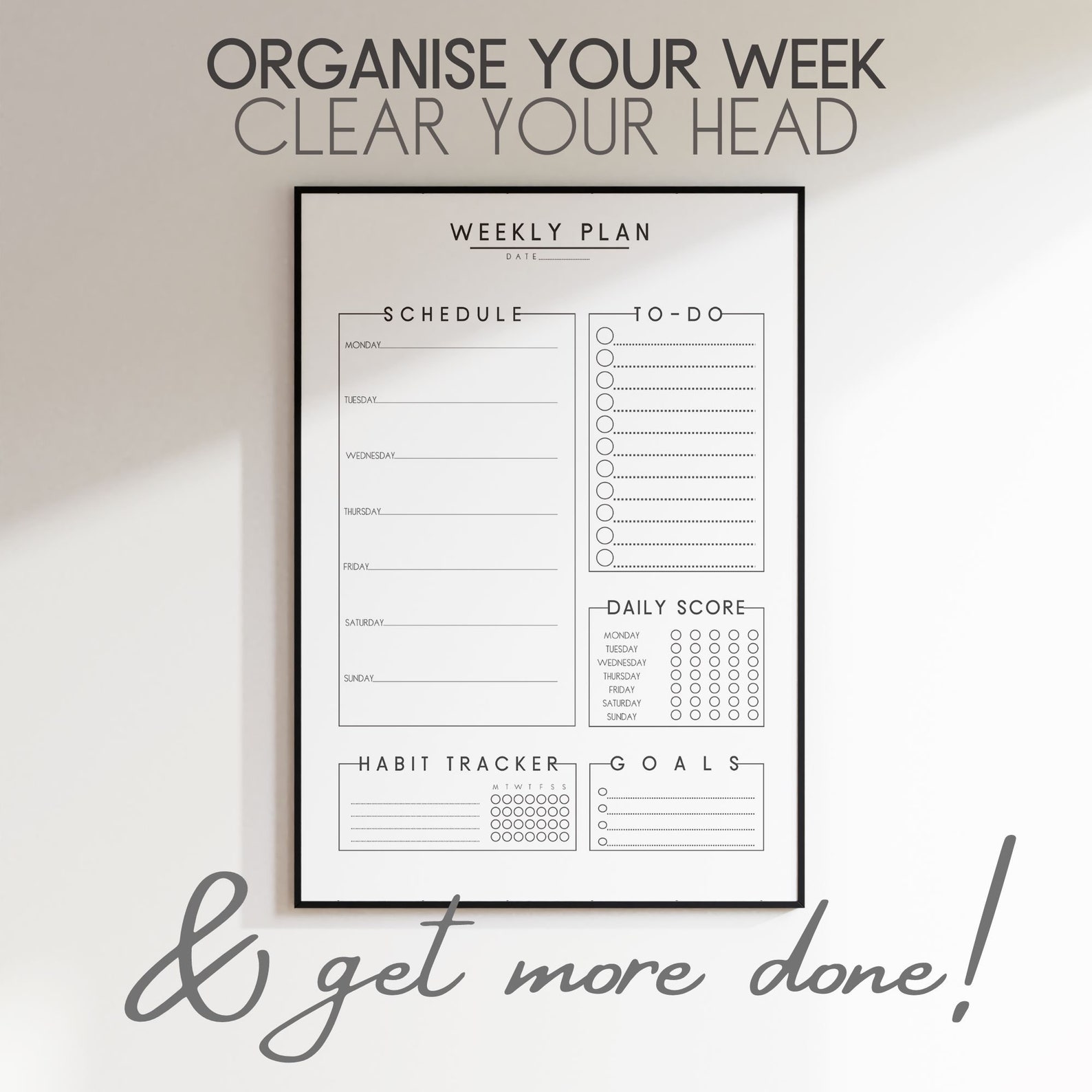 Instant Download Printable Weekly Planner | Habit Tracker | Goal ...