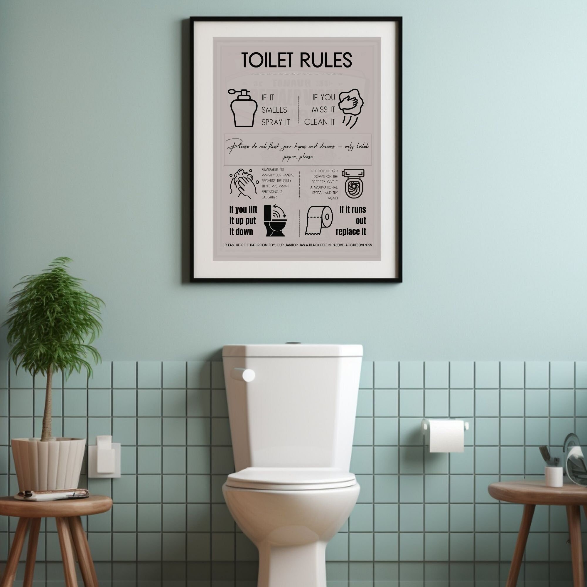 Witty Bathroom/toilet Rules Instant Download Printable Wall Poster ...