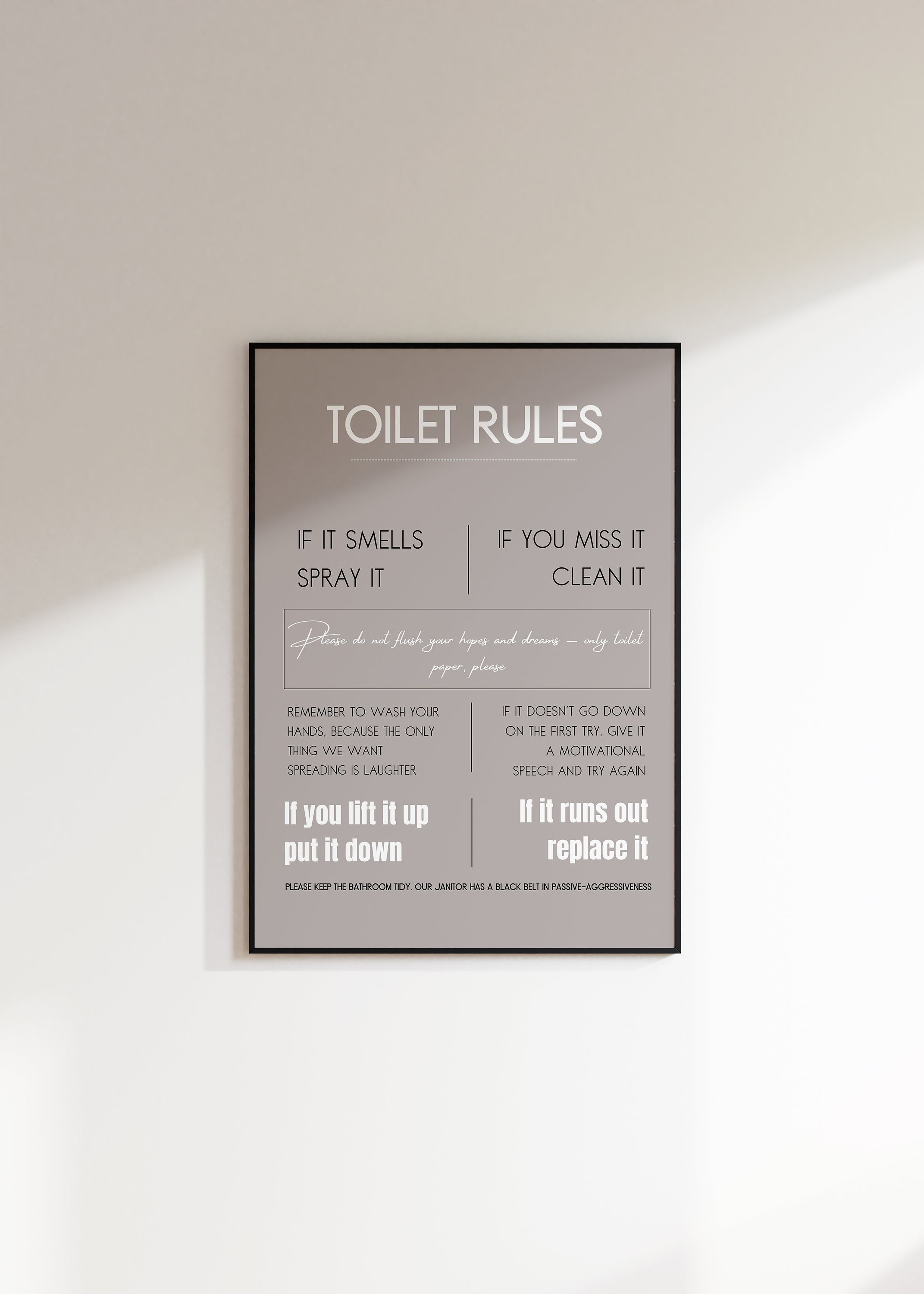 Witty Bathroom/toilet Rules Instant Download Printable Wall Poster ...