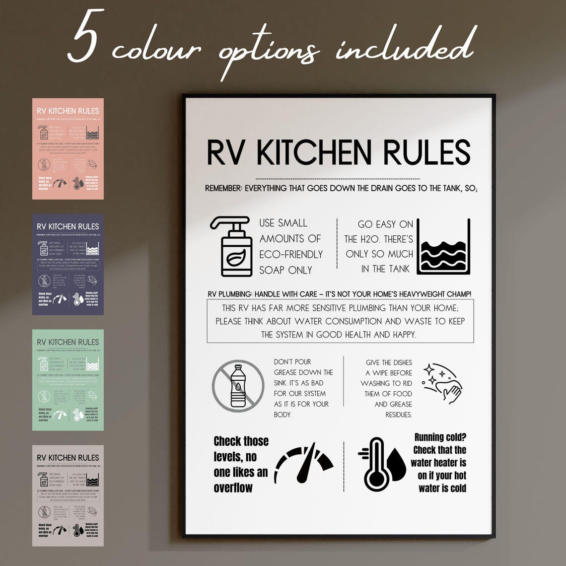 RV Kitchen Rules Instant Download Printable Wall Poster. Funny RV ...