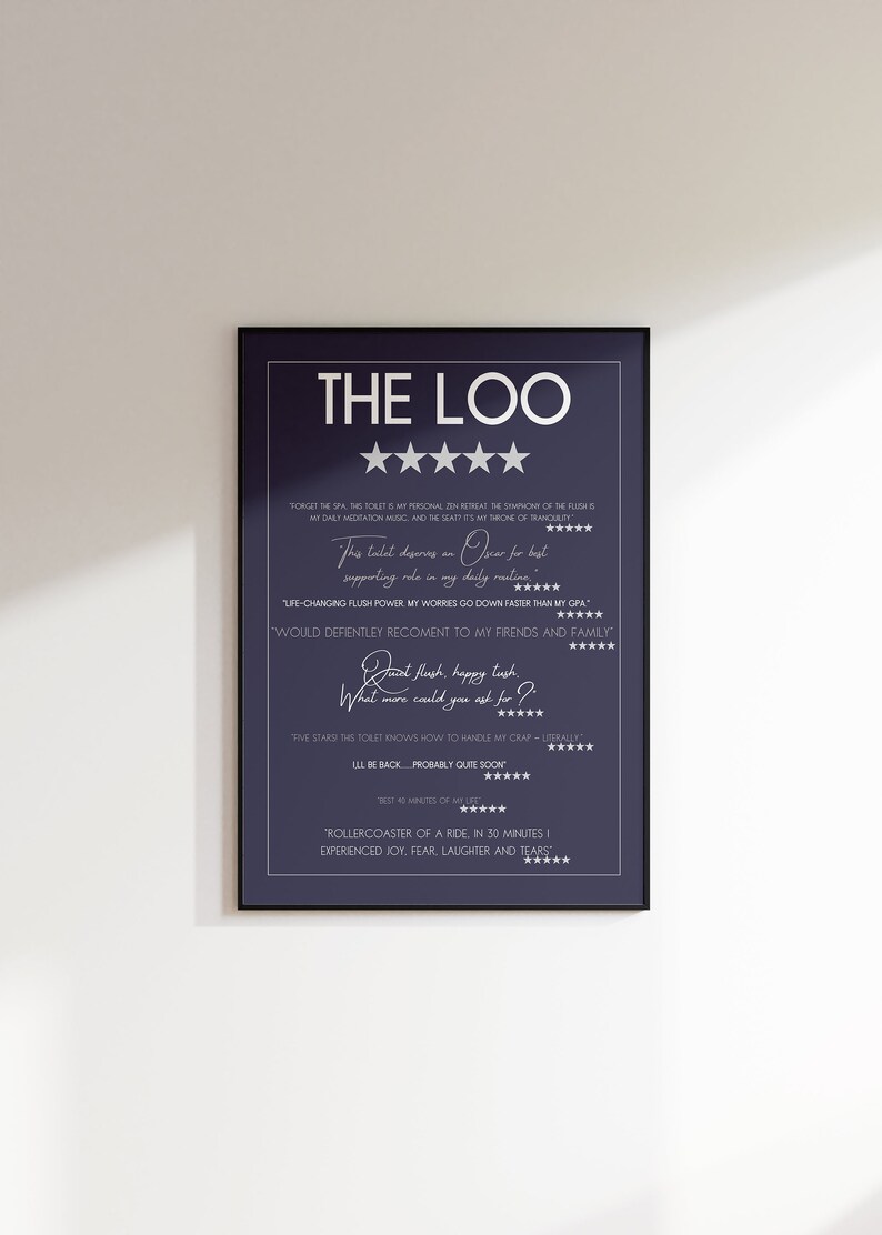Loo Reviews Laugh-out-loud Lavatory: Funny Reviews Printable Poster for ...