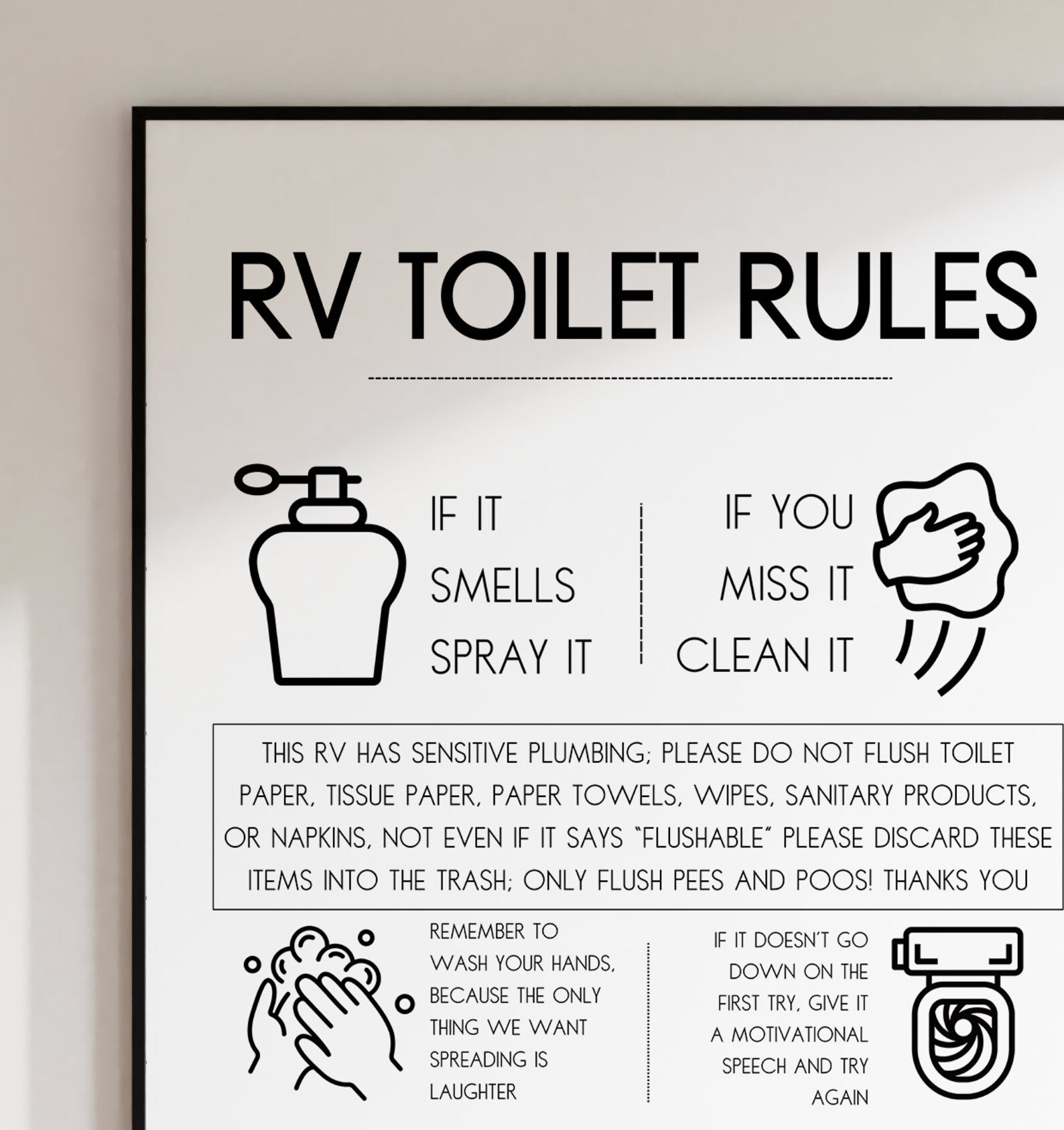 RV Bathroom/toilet Rules Instant Download Printable Wall Poster. Funny ...