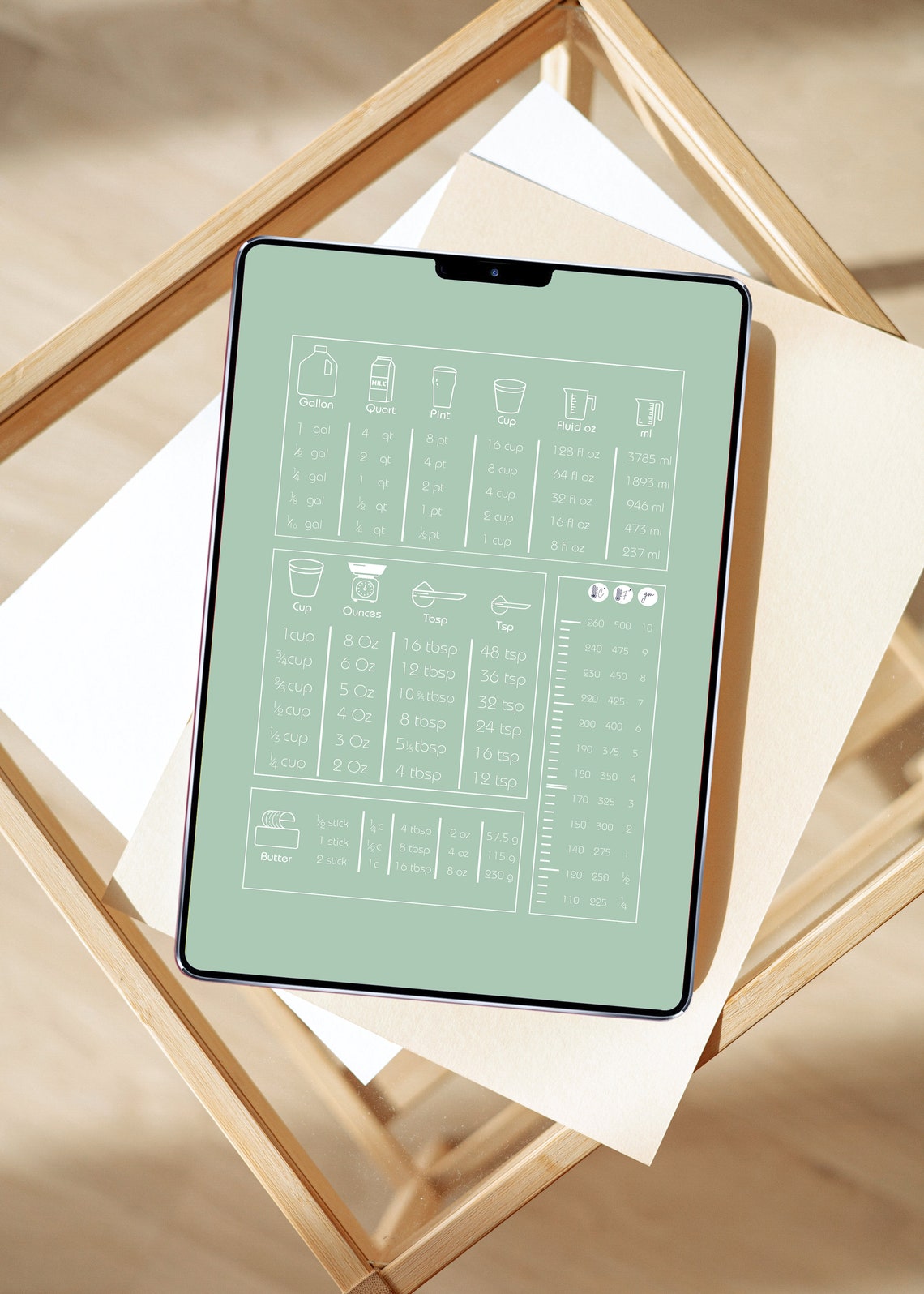 Kitchen Conversion Printable Wall Chart Guide for Cooking and Baking ...