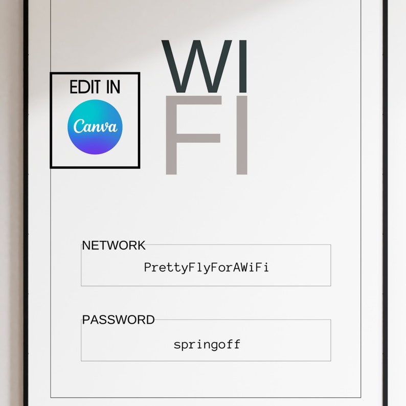 Wifi Connection Poster - Instant Download Printable With Editable ...