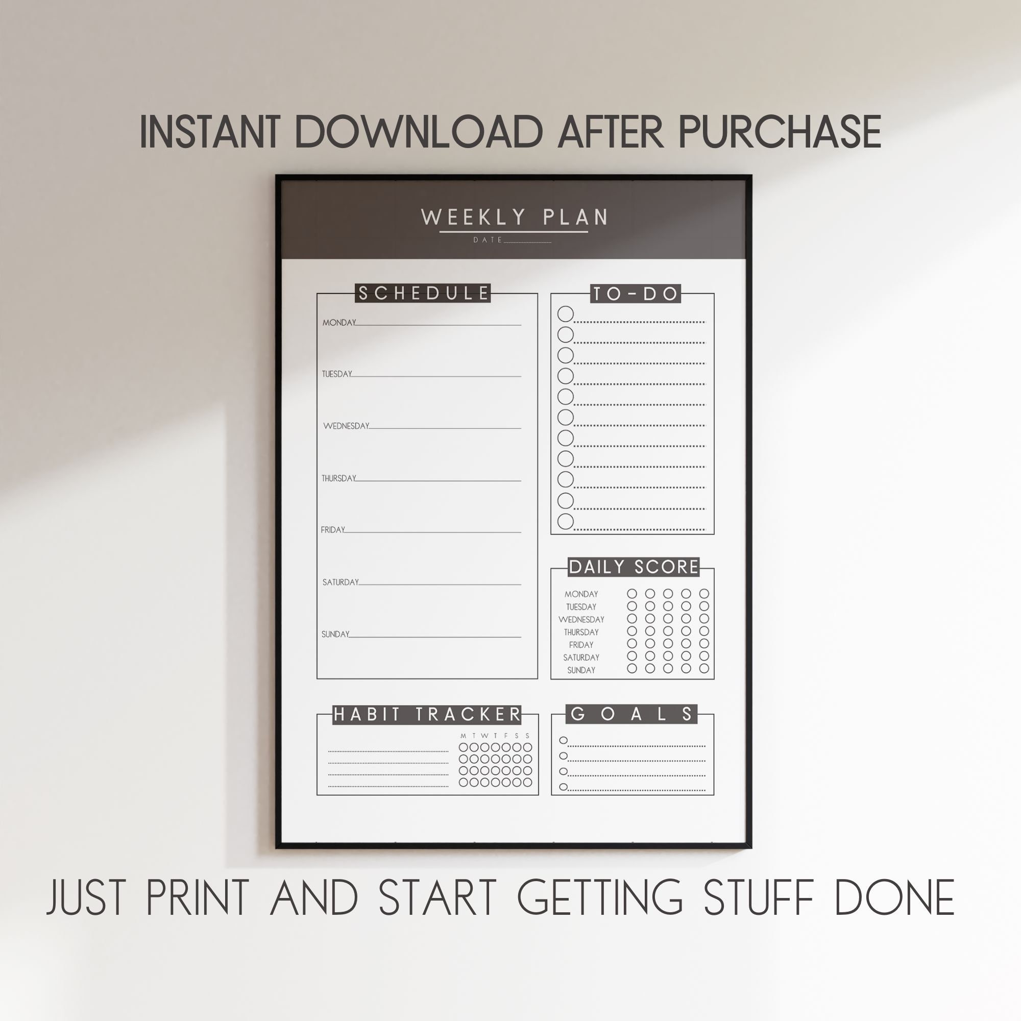 Instant Download Printable Weekly Planner Habit Tracker Goal Tracker to ...