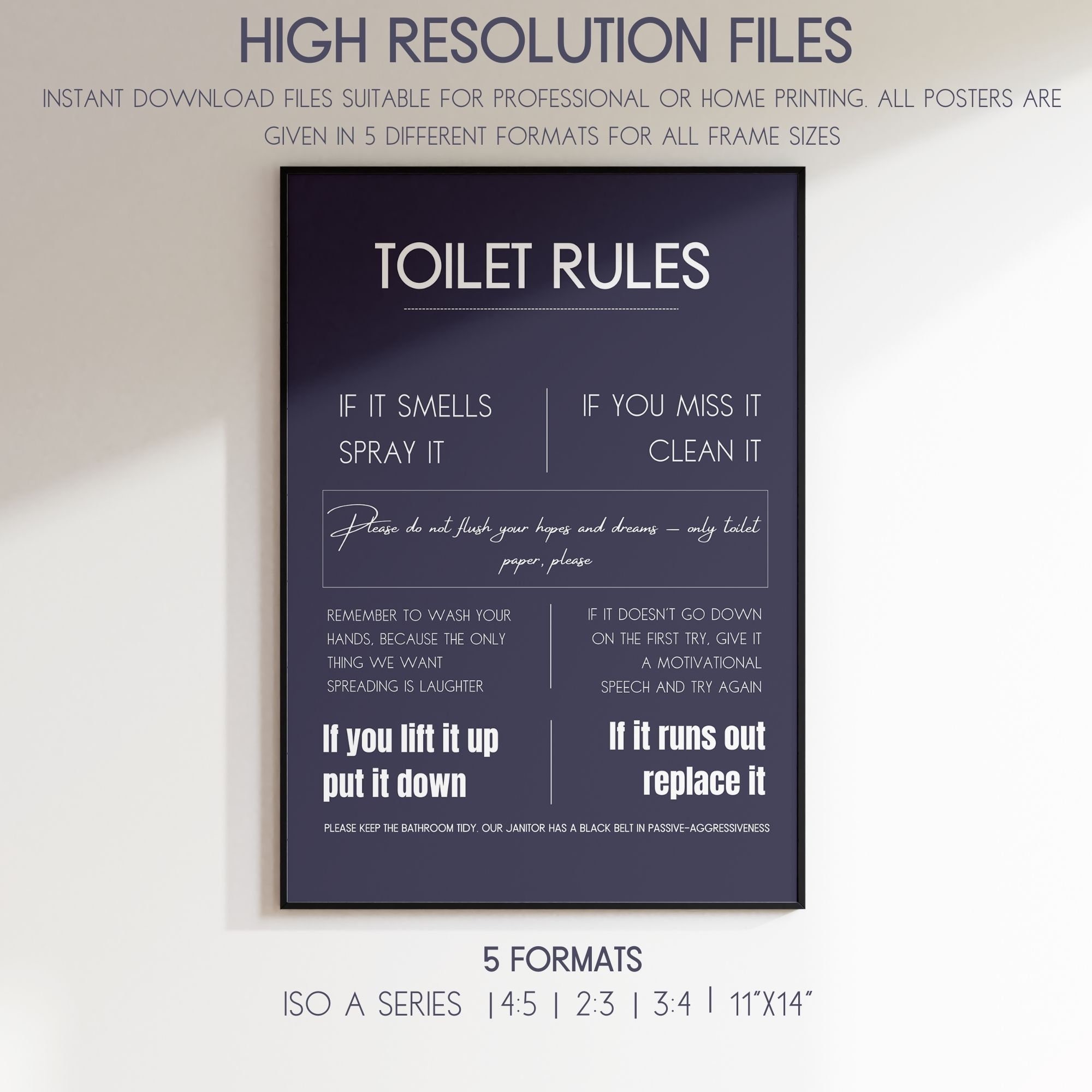 Witty Bathroom/toilet Rules Instant Download Printable Wall Poster ...