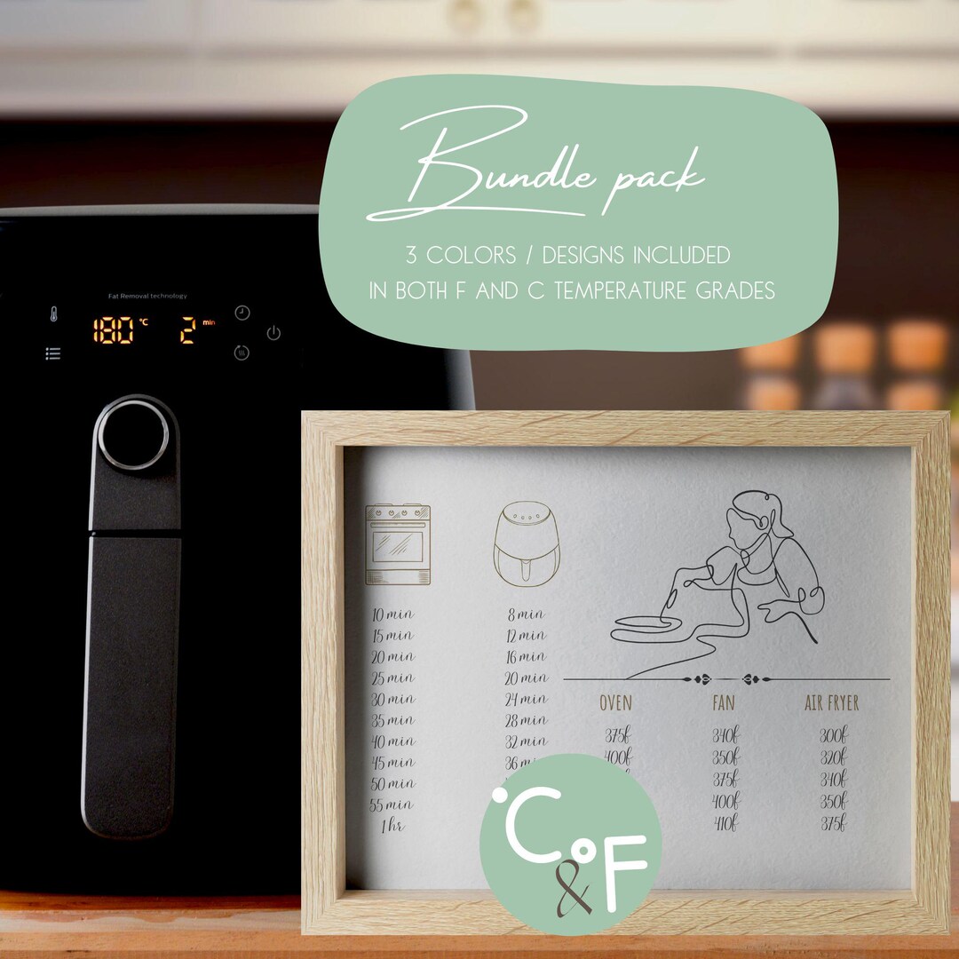 3 Set of Printable Air Fryer Conversion Guide Charts - Celsius and ...
