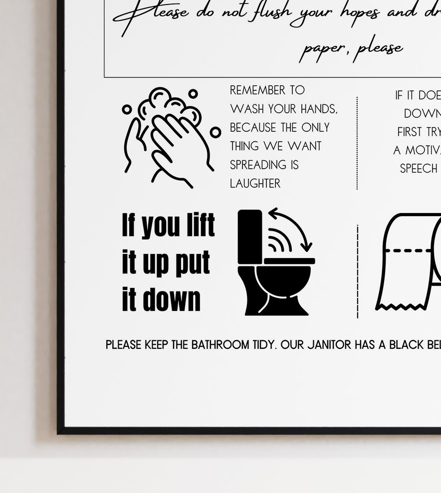 Witty Bathroom/toilet Rules Instant Download Printable Wall Poster ...