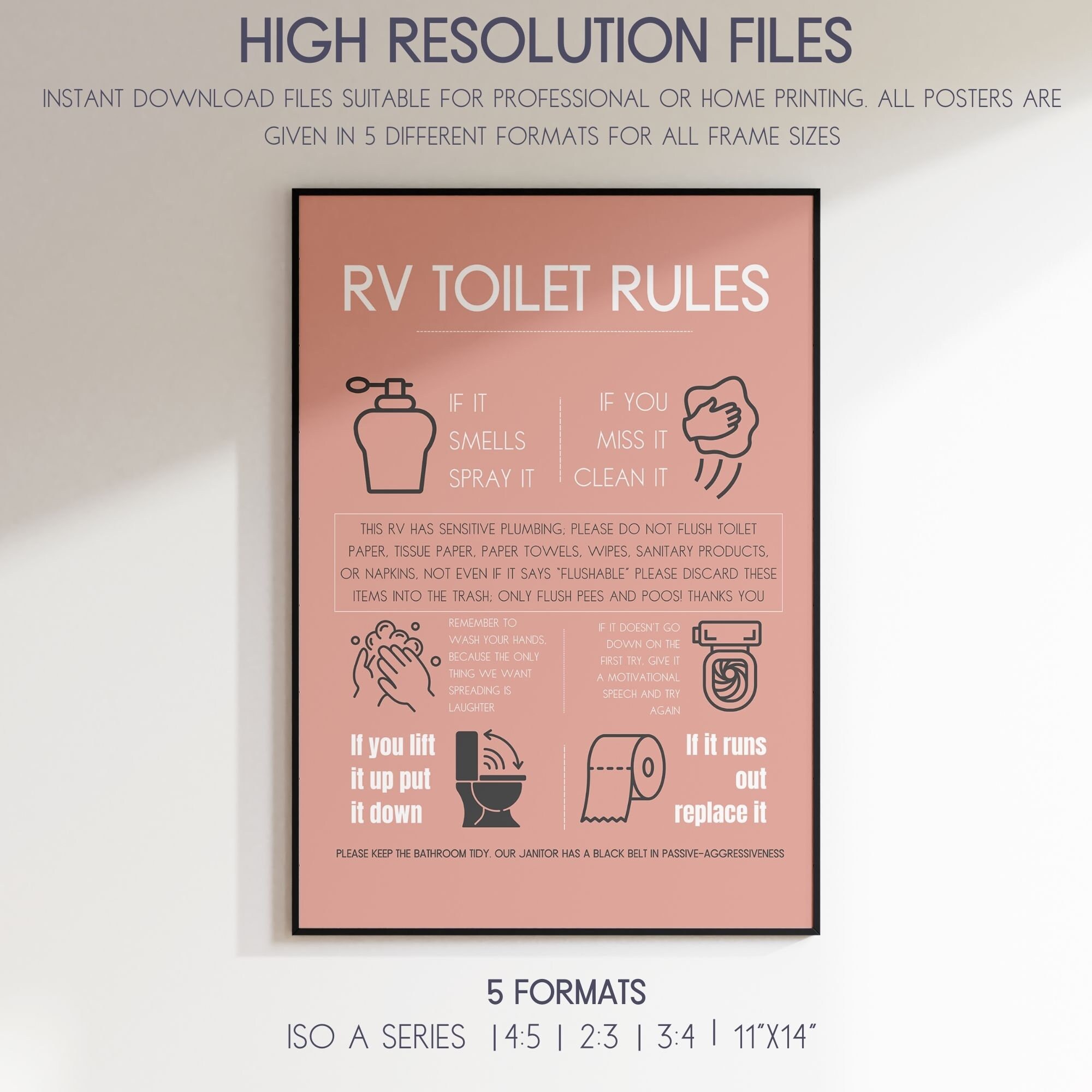 RV Bathroom/toilet Rules Instant Download Printable Wall Poster. Funny ...