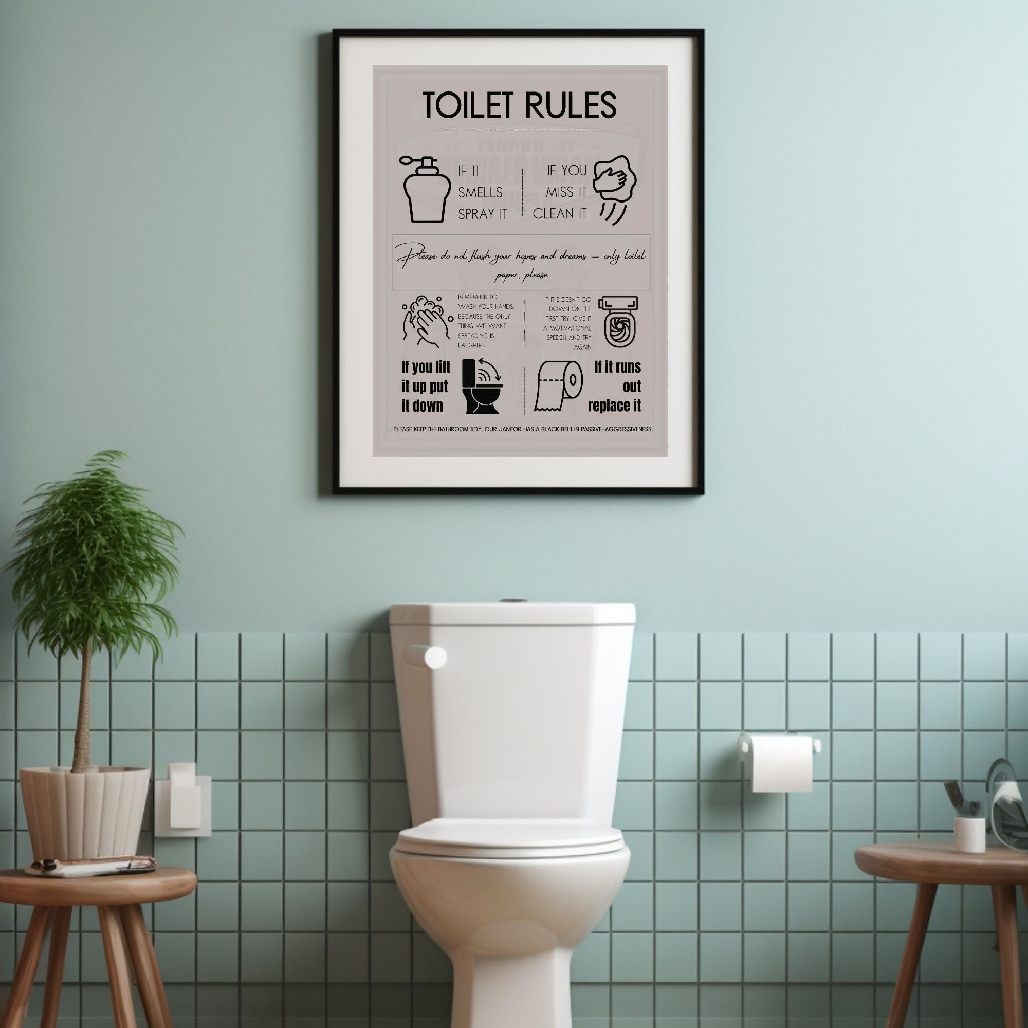 Witty Bathroom/toilet Rules Instant Download Printable Wall Poster ...