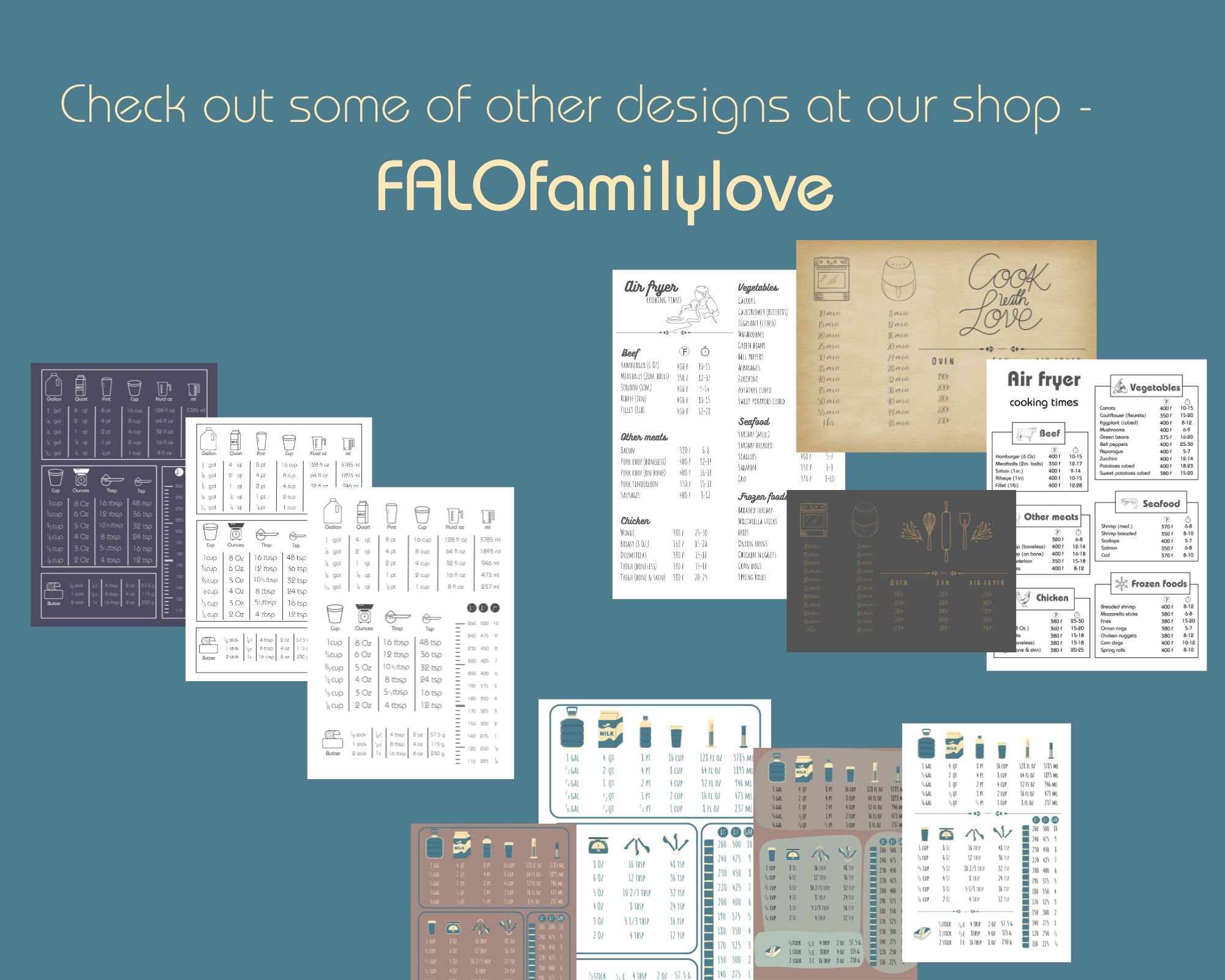 Cooking and Baking Kitchen Conversion Printable Wall Chart Guide Art - Etsy