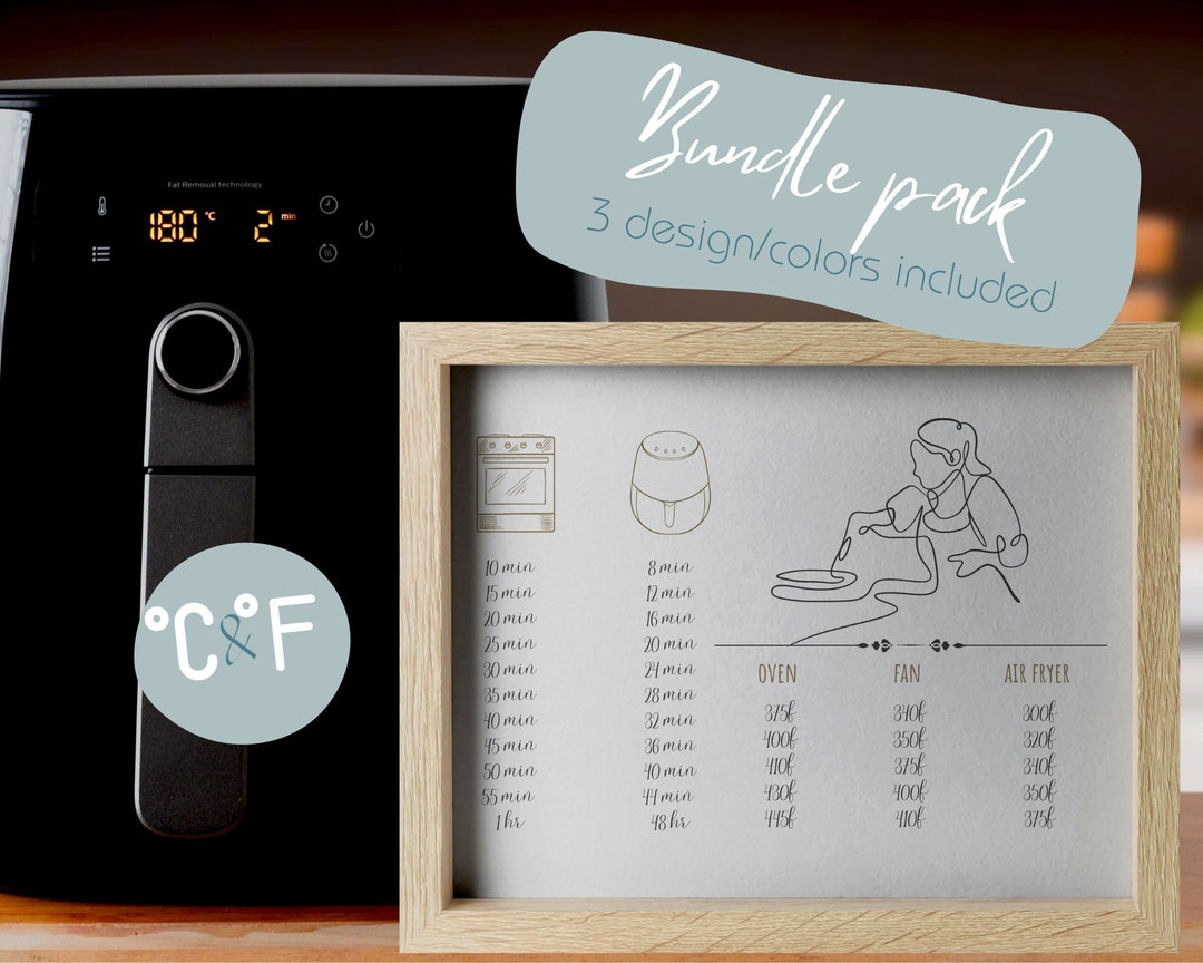 3 Set of Printable Air Fryer Conversion Guide Charts Celsius and ...