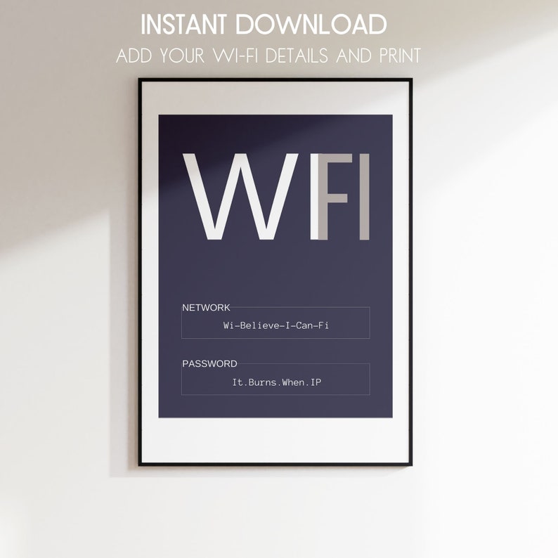 Wifi Connection Poster - Instant Download Printable With Editable ...