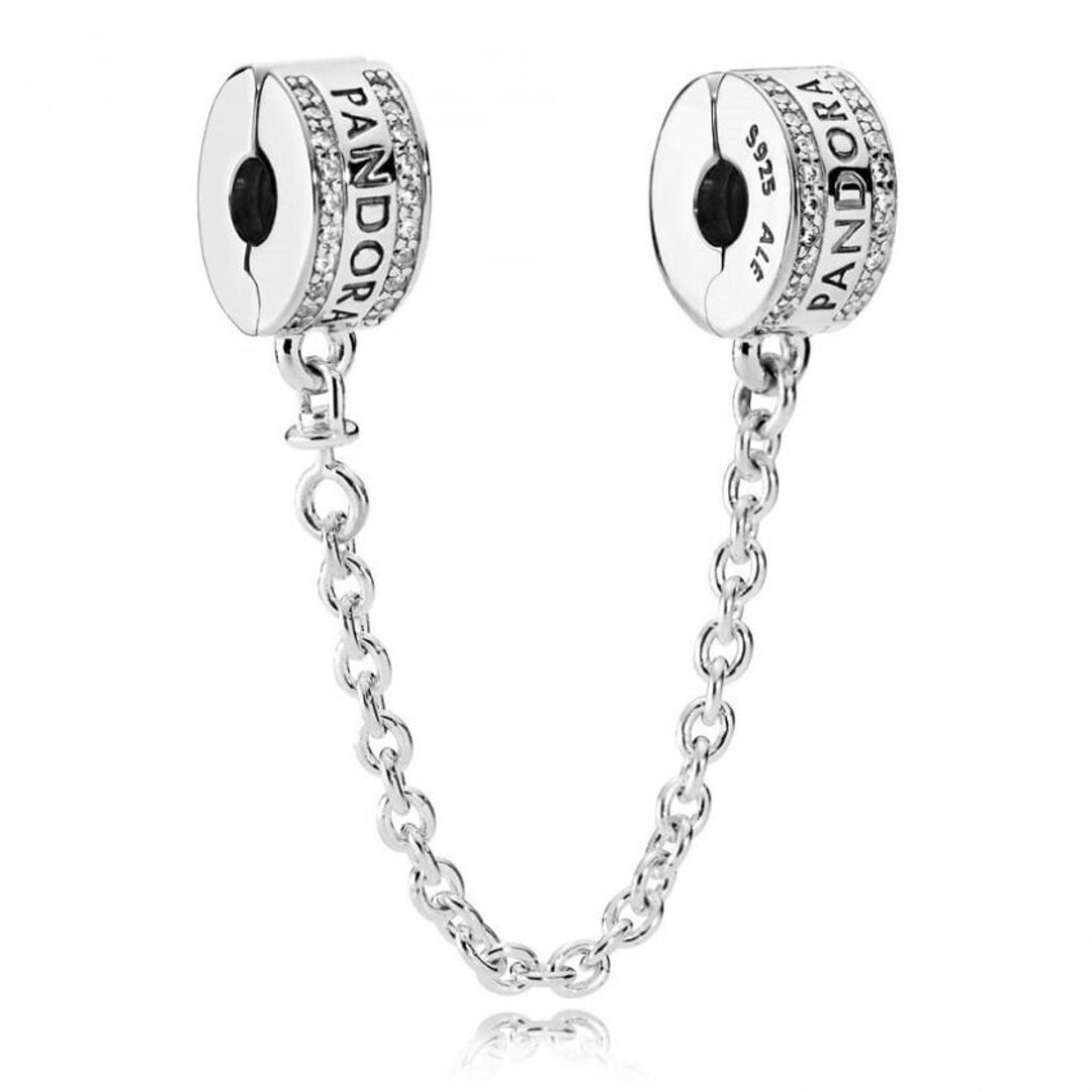 Pandora Sterling Silver Logo Safety Chain Clip Charm Elevate Your Charm ...